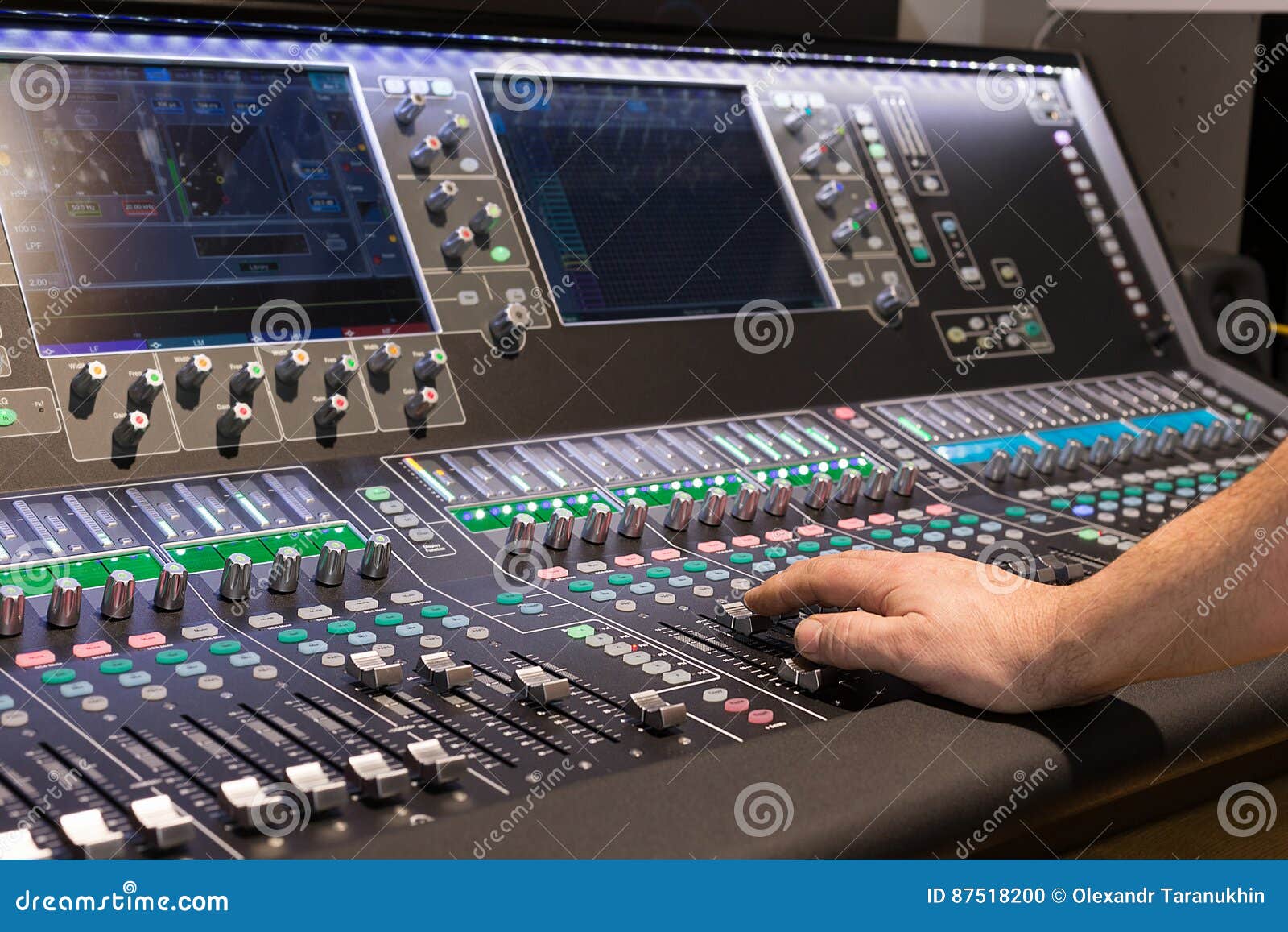 Large Panel of the Stage Controller with Screens Stock Photo - Image of ...