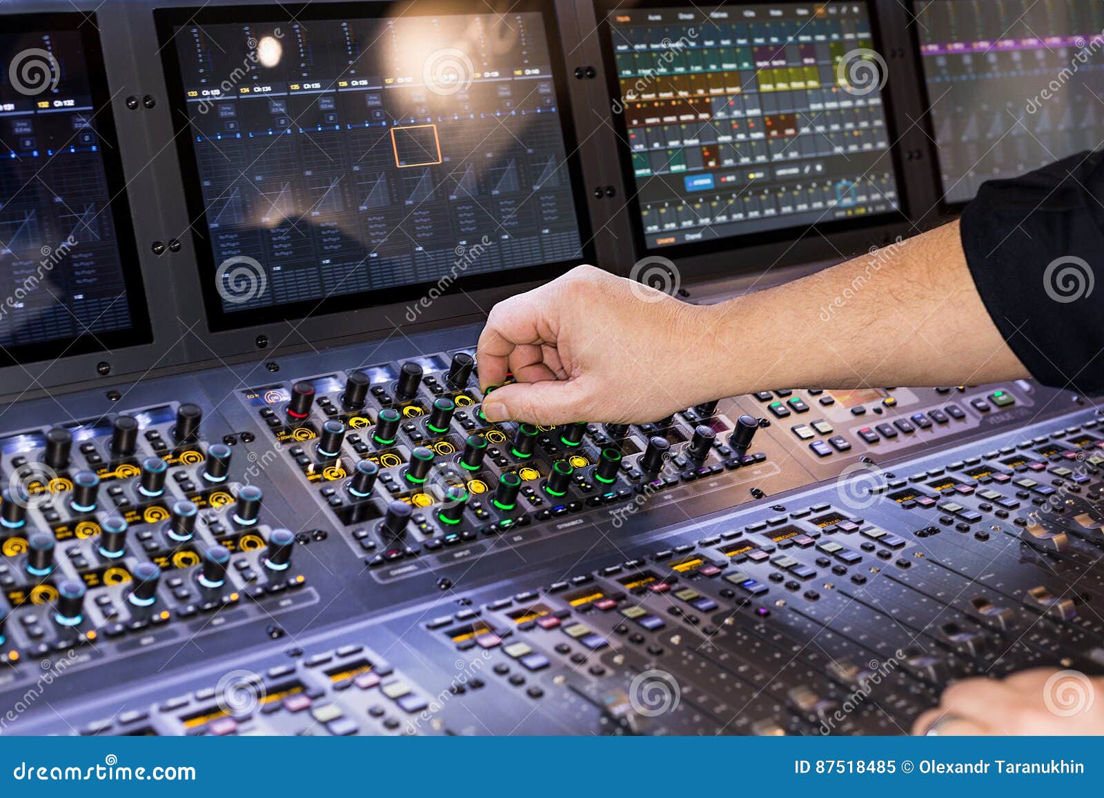 Large Panel of the Stage Controller with Screens Stock Image - Image of ...