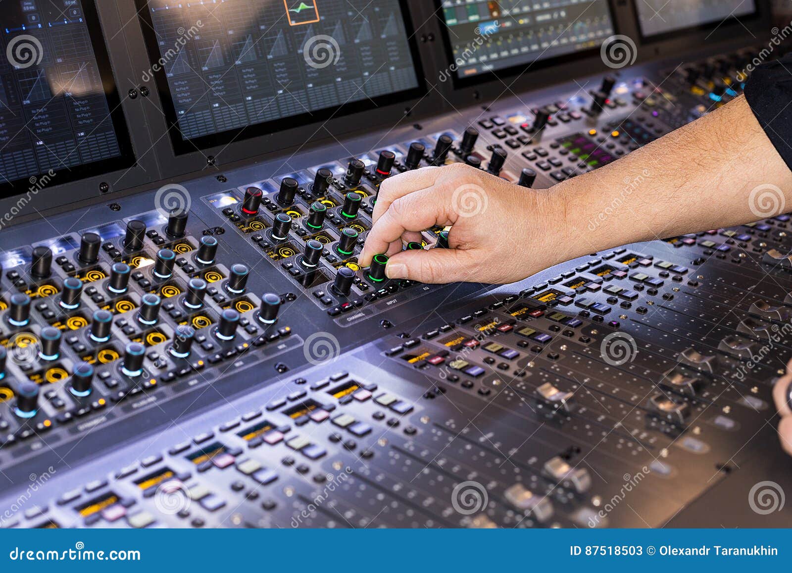 Large Panel of the Stage Controller with Screens Stock Image - Image of ...