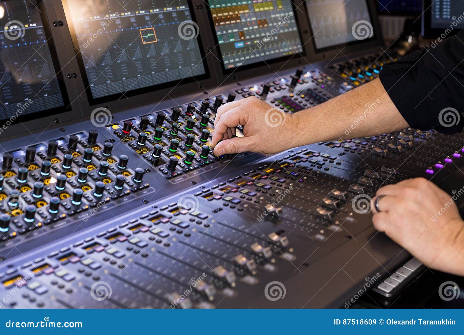 Large Panel of the Stage Controller with Screens Stock Image - Image of ...