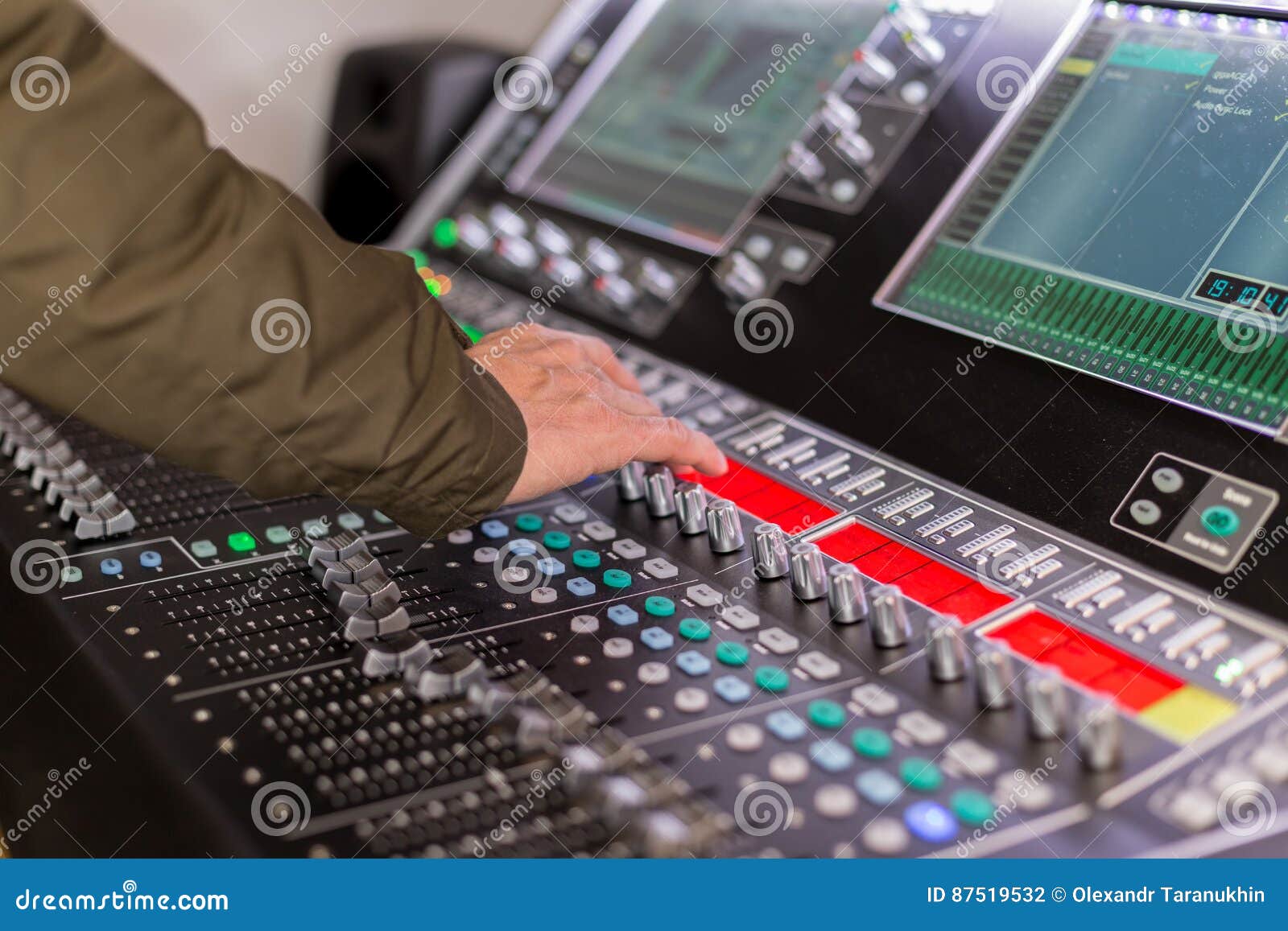 Large Panel of the Stage Controller with Screens Stock Photo - Image of ...