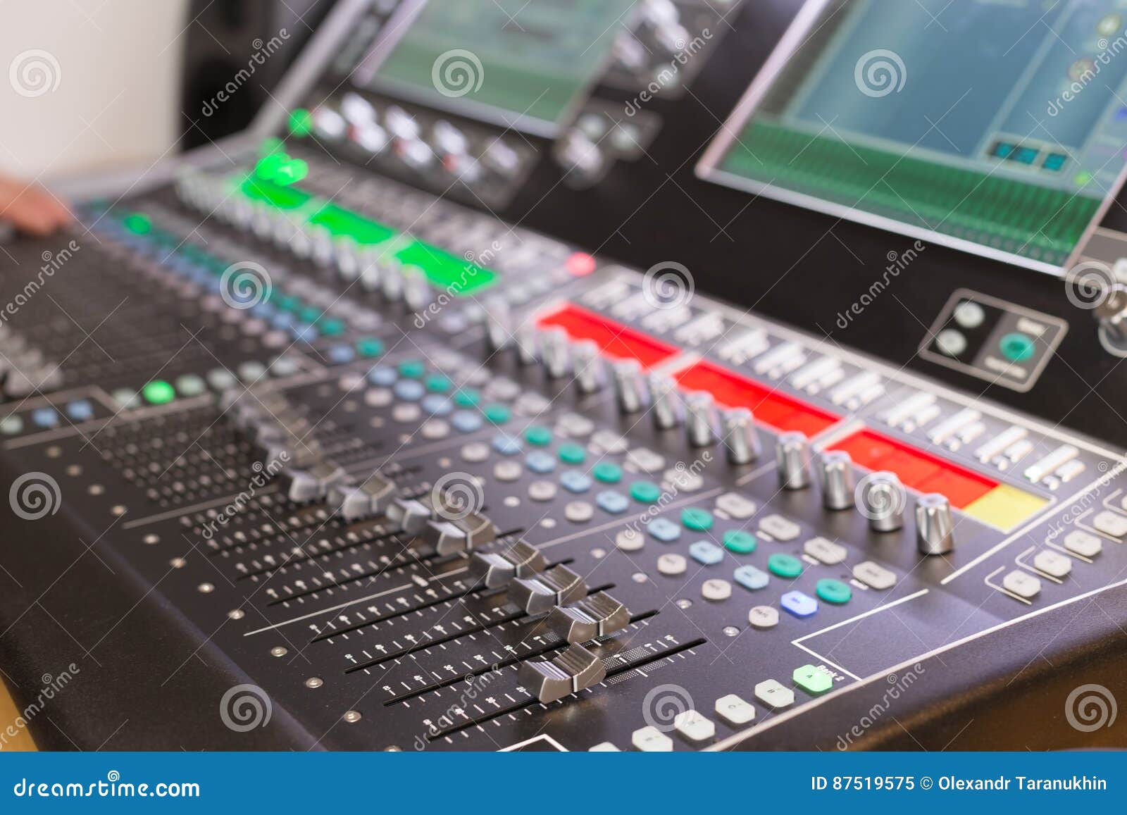 Large Panel of the Stage Controller with Screens Stock Image - Image of ...