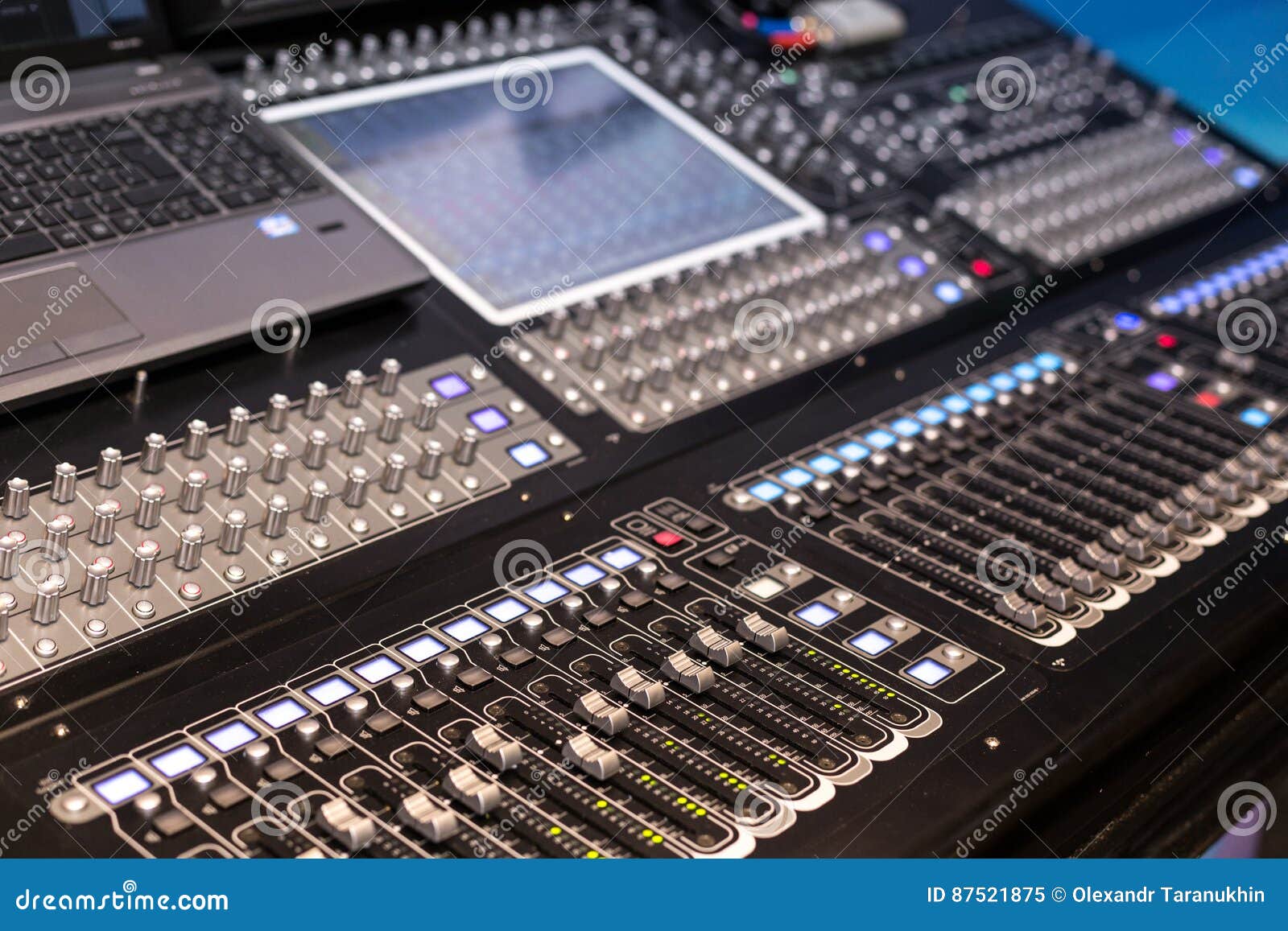 Large Panel of the Stage Controller with Screens Stock Image - Image of ...