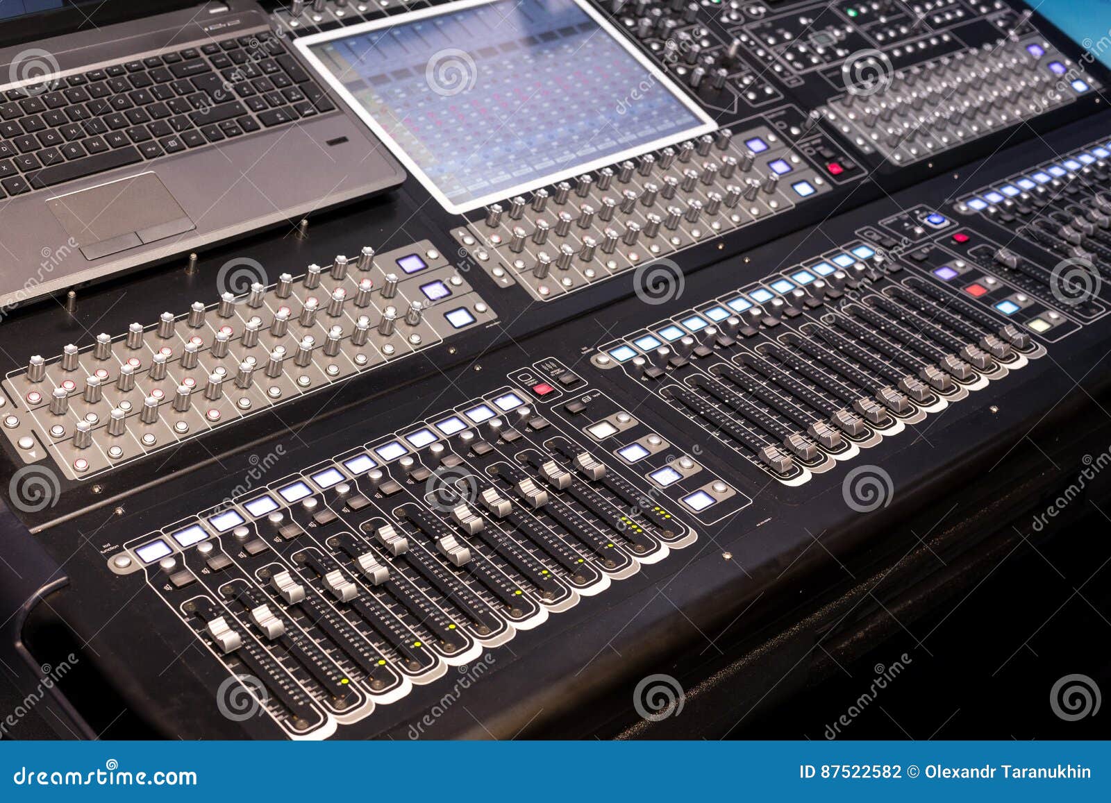 Large Panel of the Stage Controller with Screens Stock Photo - Image of ...