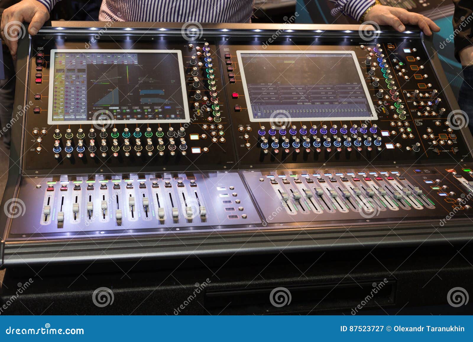 Large Panel of the Stage Controller with Screens Stock Image - Image of ...