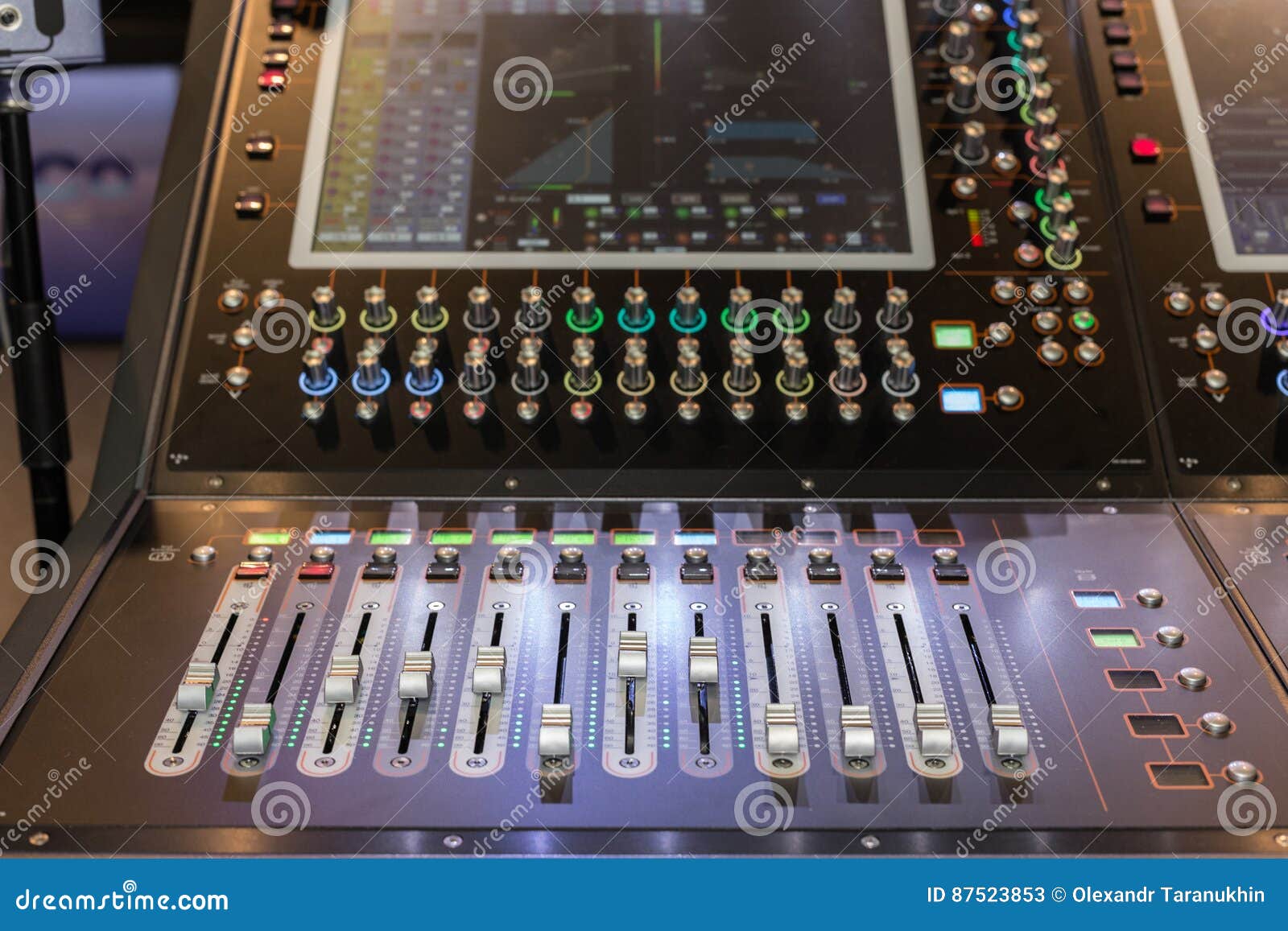 Large Panel of the Stage Controller with Screens Stock Image - Image of ...