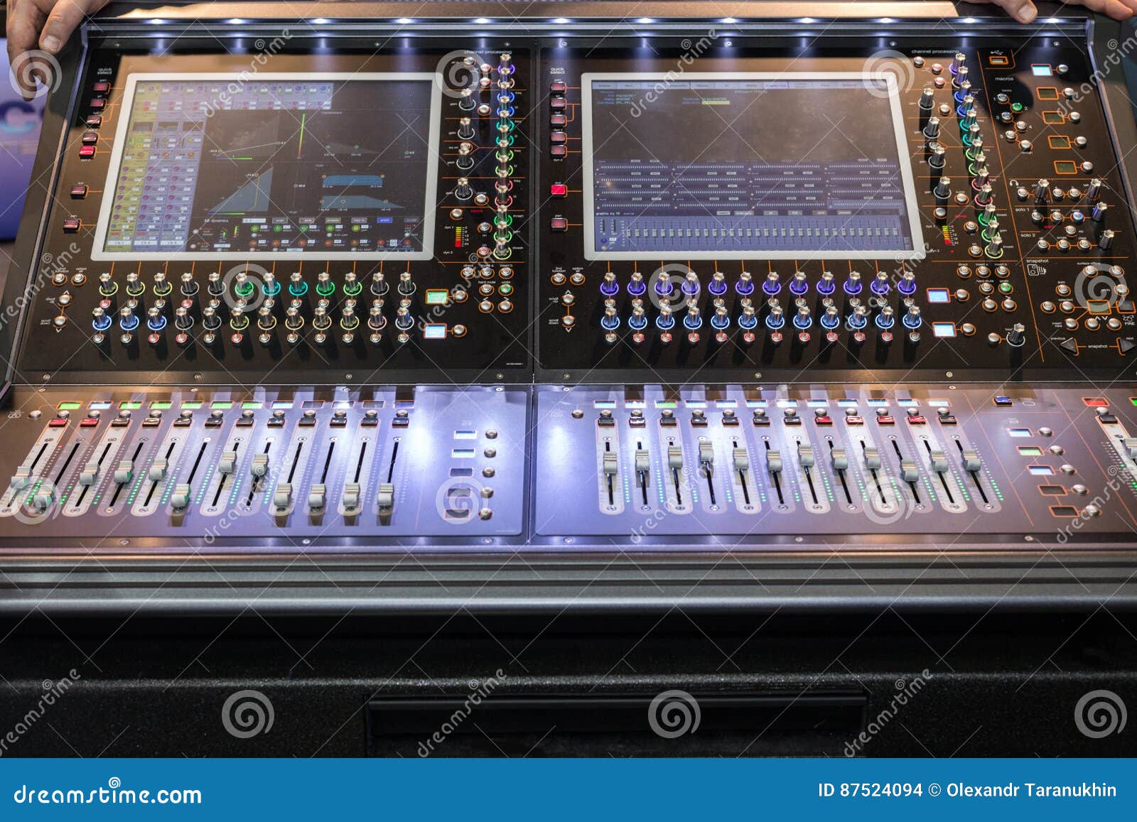 Large Panel of the Stage Controller with Screens Stock Photo - Image of ...