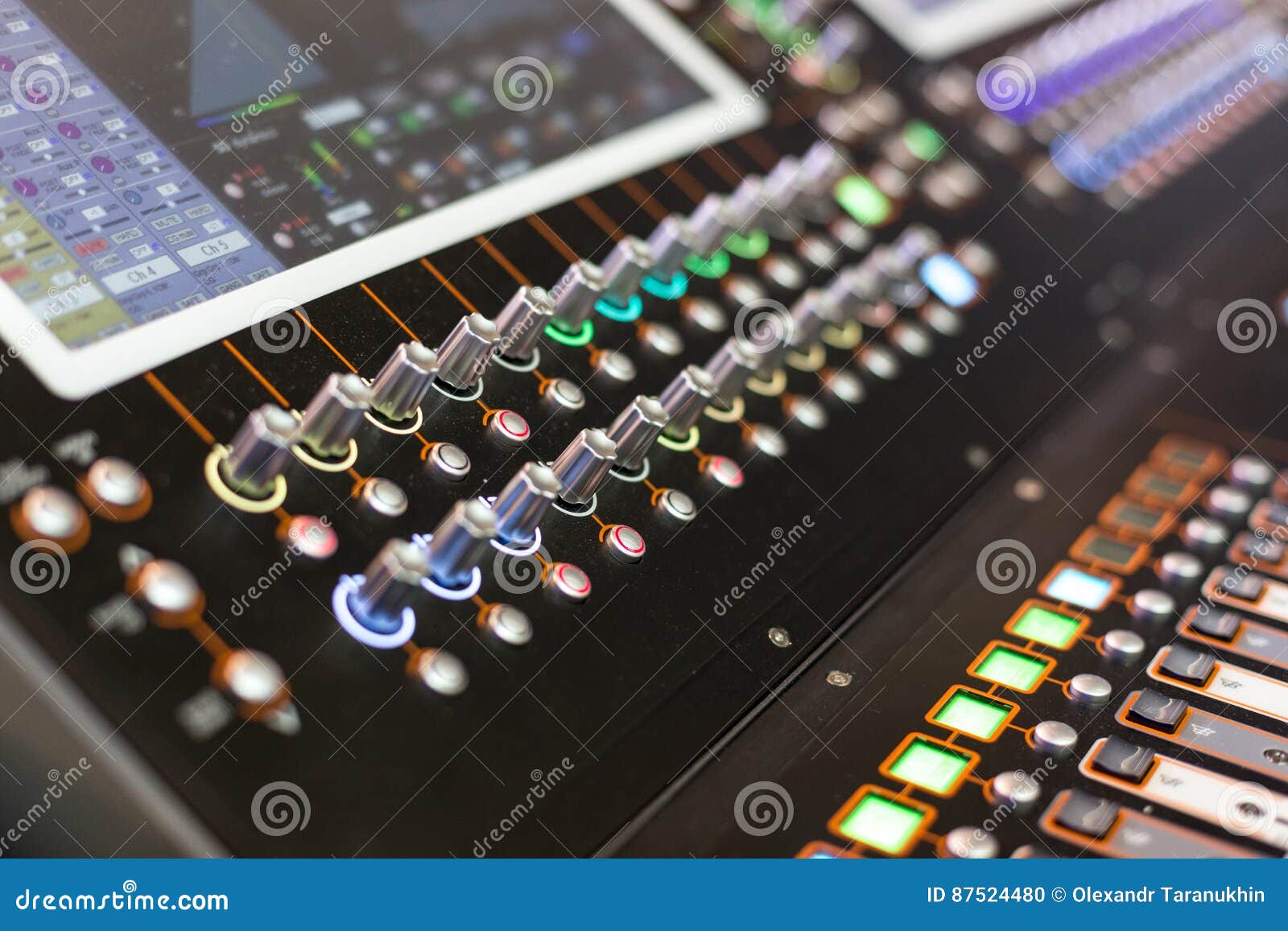 Large Panel of the Stage Controller with Screens Stock Photo - Image of ...