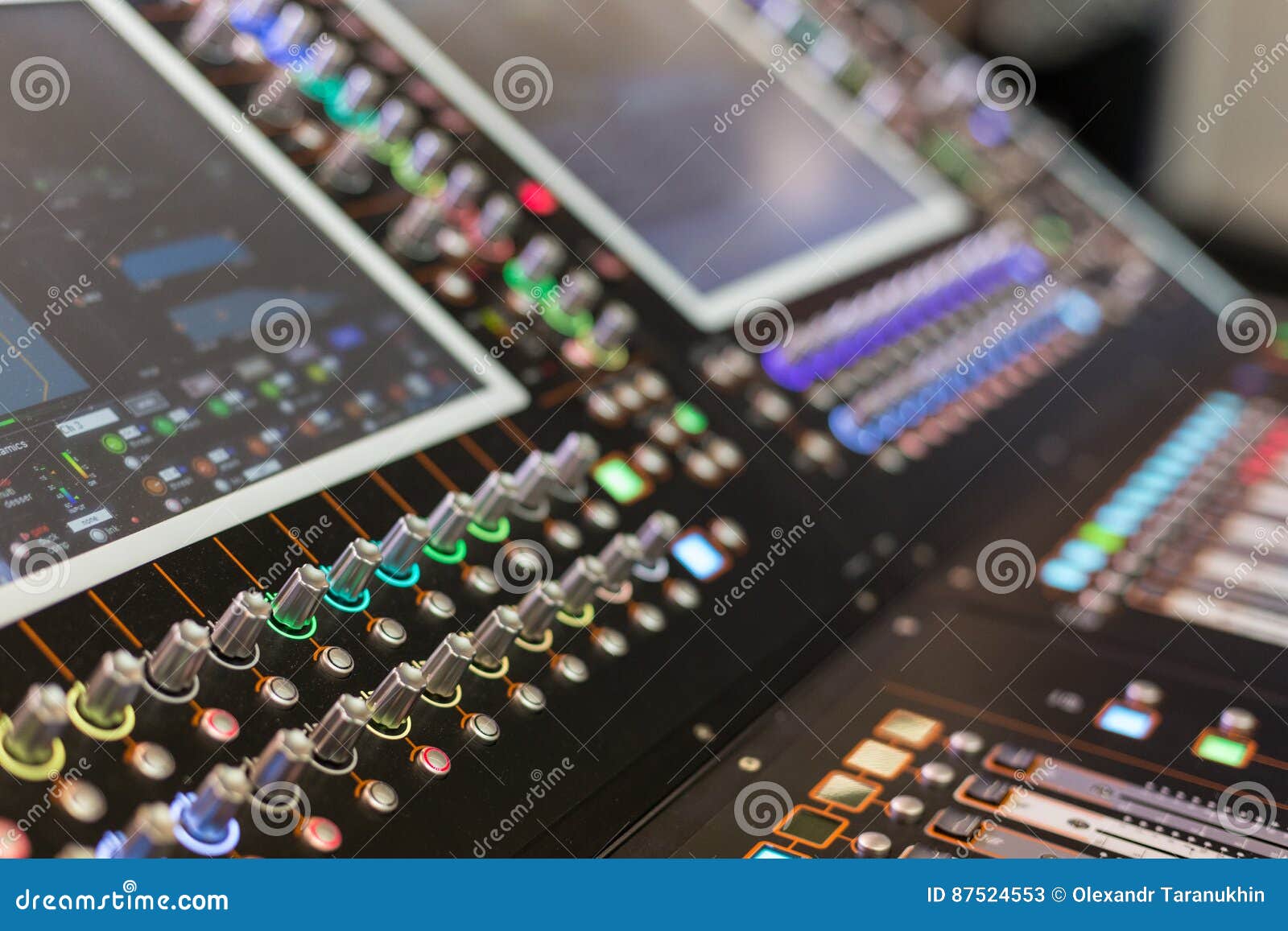 Large Panel of the Stage Controller with Screens Stock Image - Image of ...