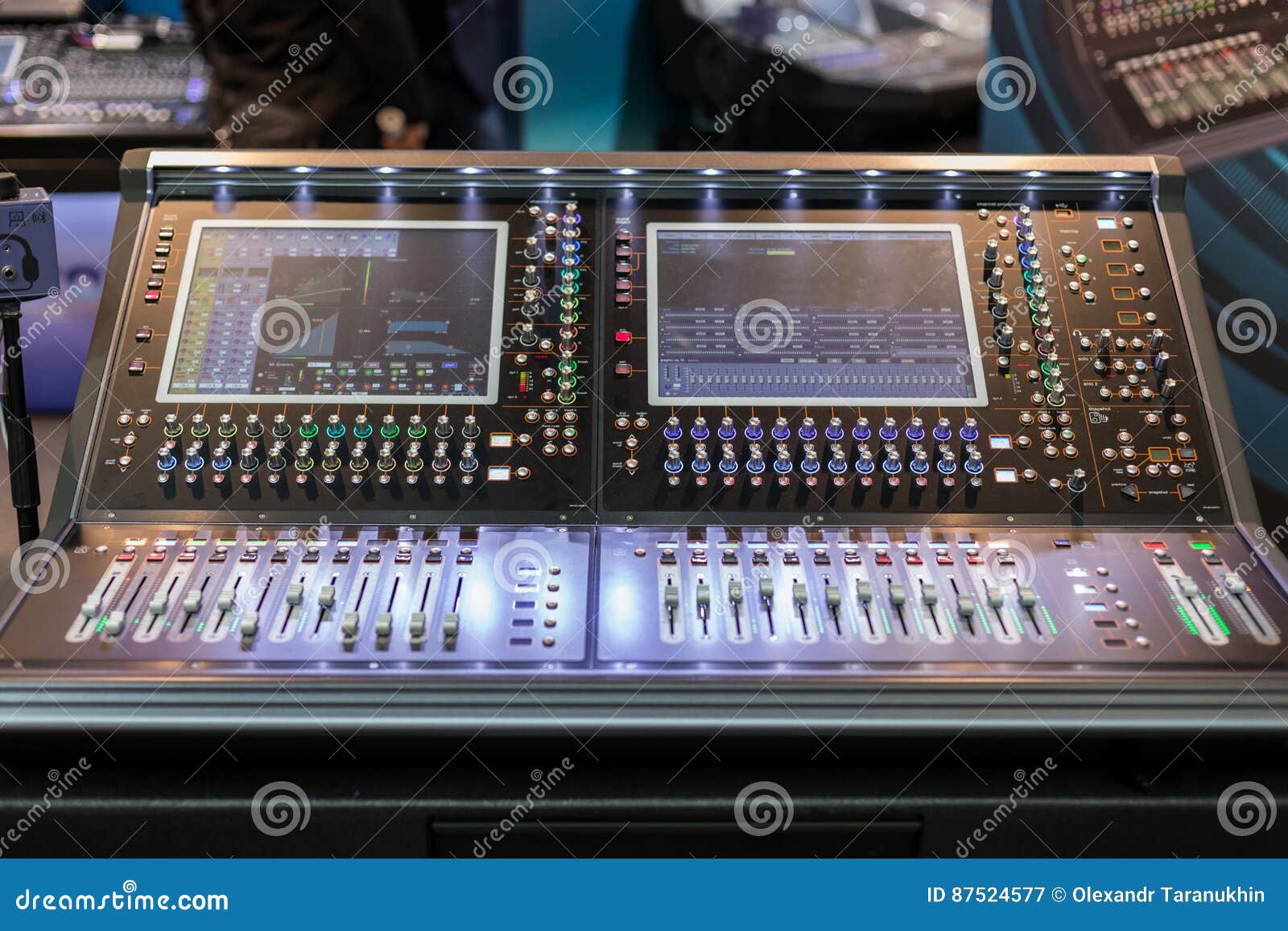 Large Panel of the Stage Controller with Screens Stock Image - Image of ...