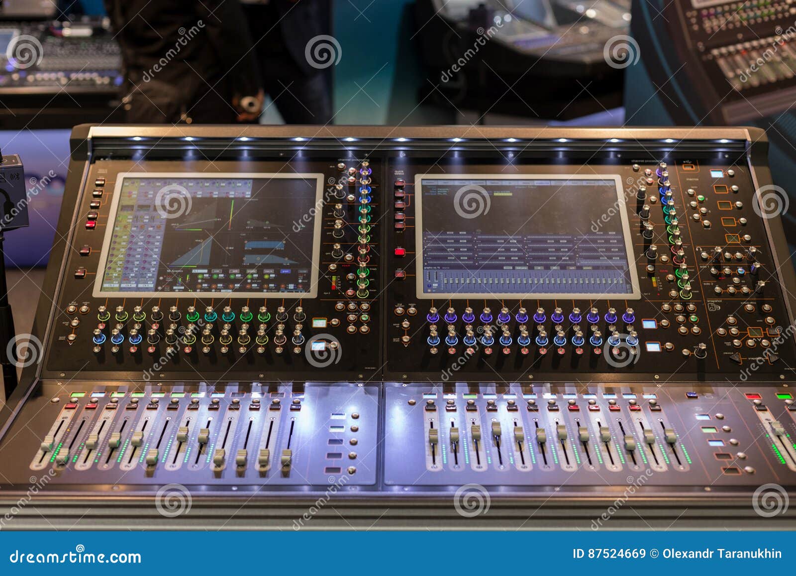 Large Panel of the Stage Controller with Screens Stock Image - Image of ...