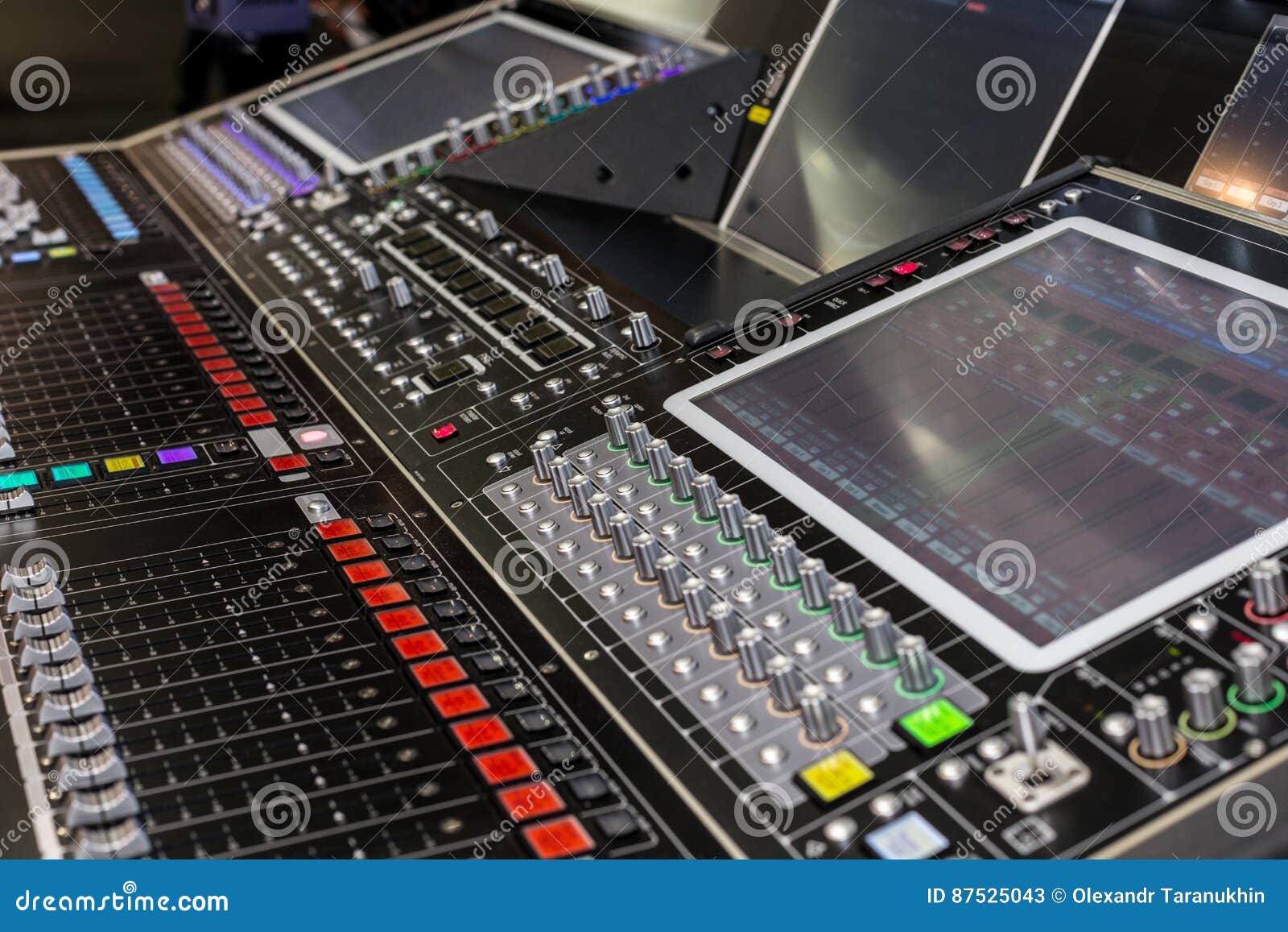 Large Panel of the Stage Controller with Screens Stock Image - Image of ...
