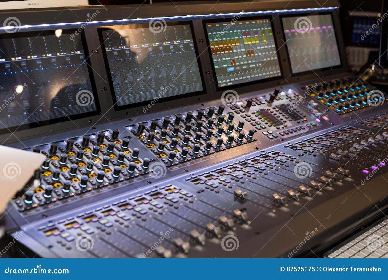 Large Panel of the Stage Controller with Screens Stock Image - Image of ...