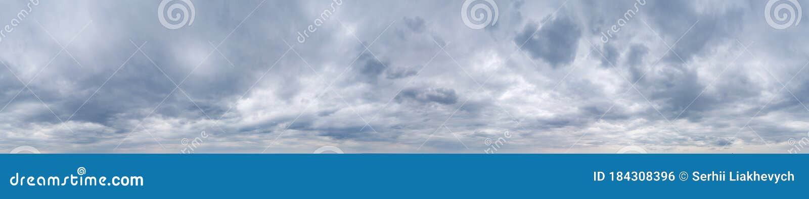 Large Panorama of Cloudy Gray Sky with Thick Dense Clouds. Stock Photo ...