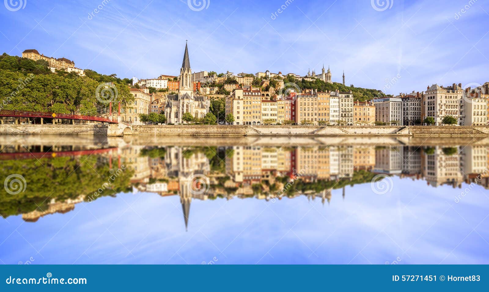 Large Panoramic View of Lyon with Saone River Stock Image - Image of ...