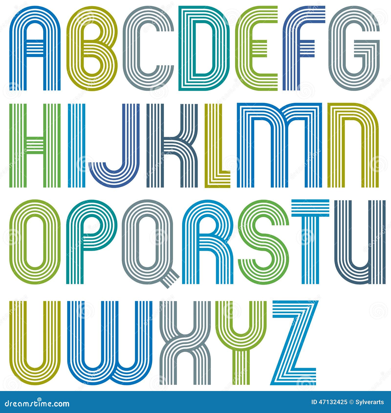 Large Parallel Colorful Uppercase Letters with Rounded Corners, Stock ...