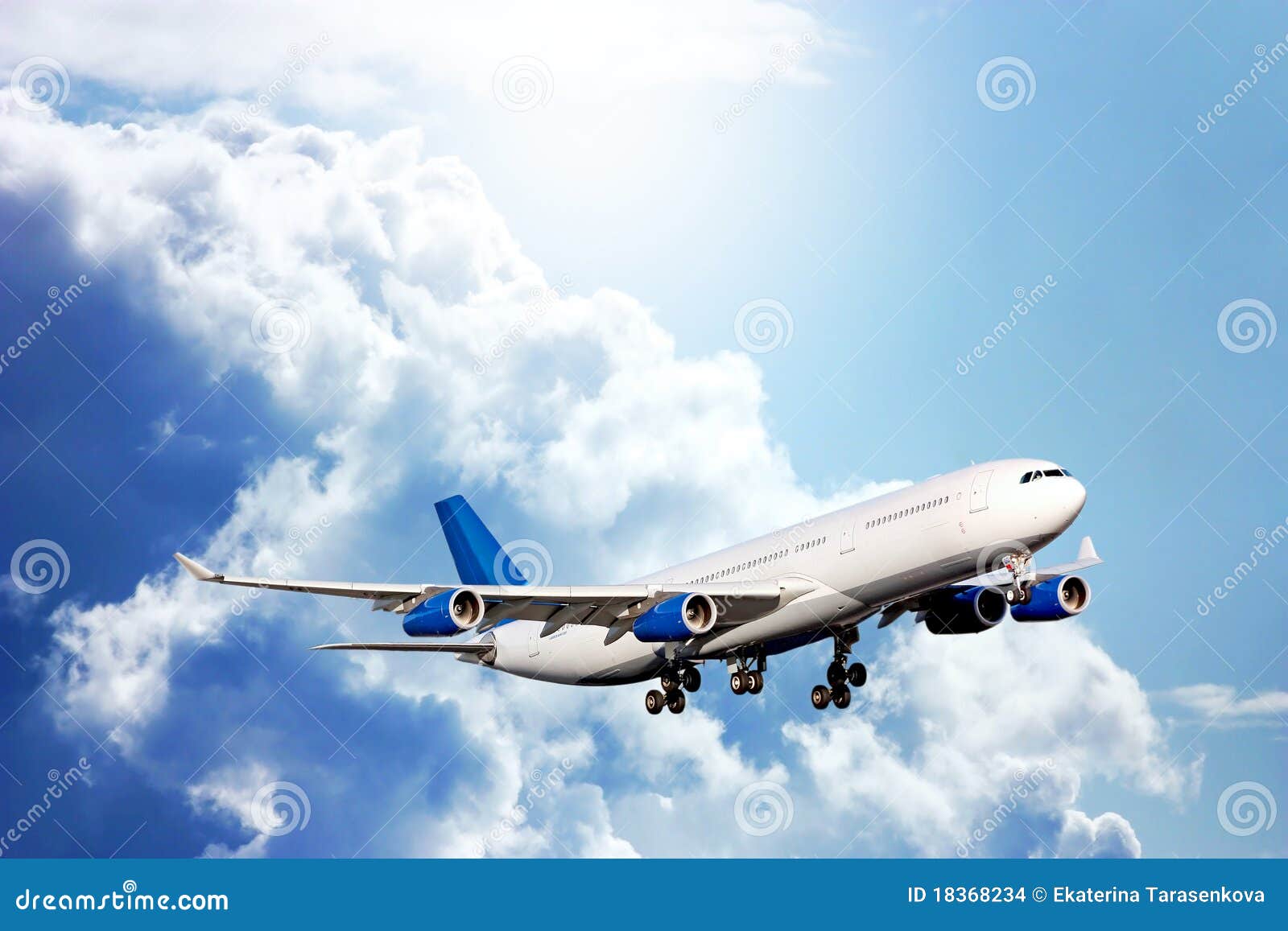 Large Passenger Plane in Blue Sky Stock Photo - Image of international ...