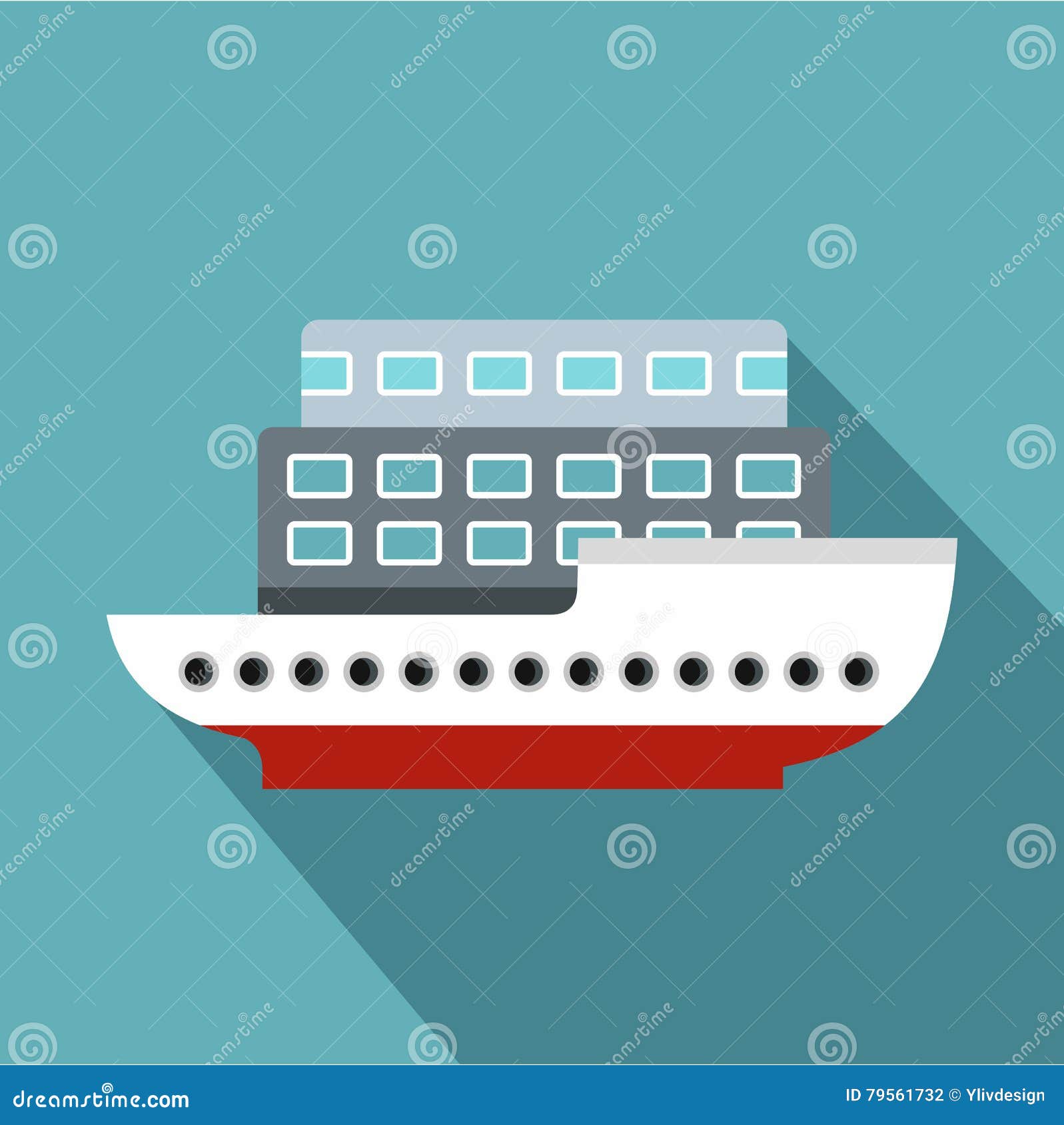 Large Passenger Ship Icon, Flat Style Stock Vector - Illustration of ...