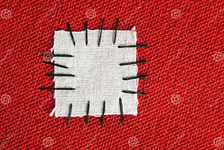 Large patch on red cloth stock photo. Image of cotton - 17756424