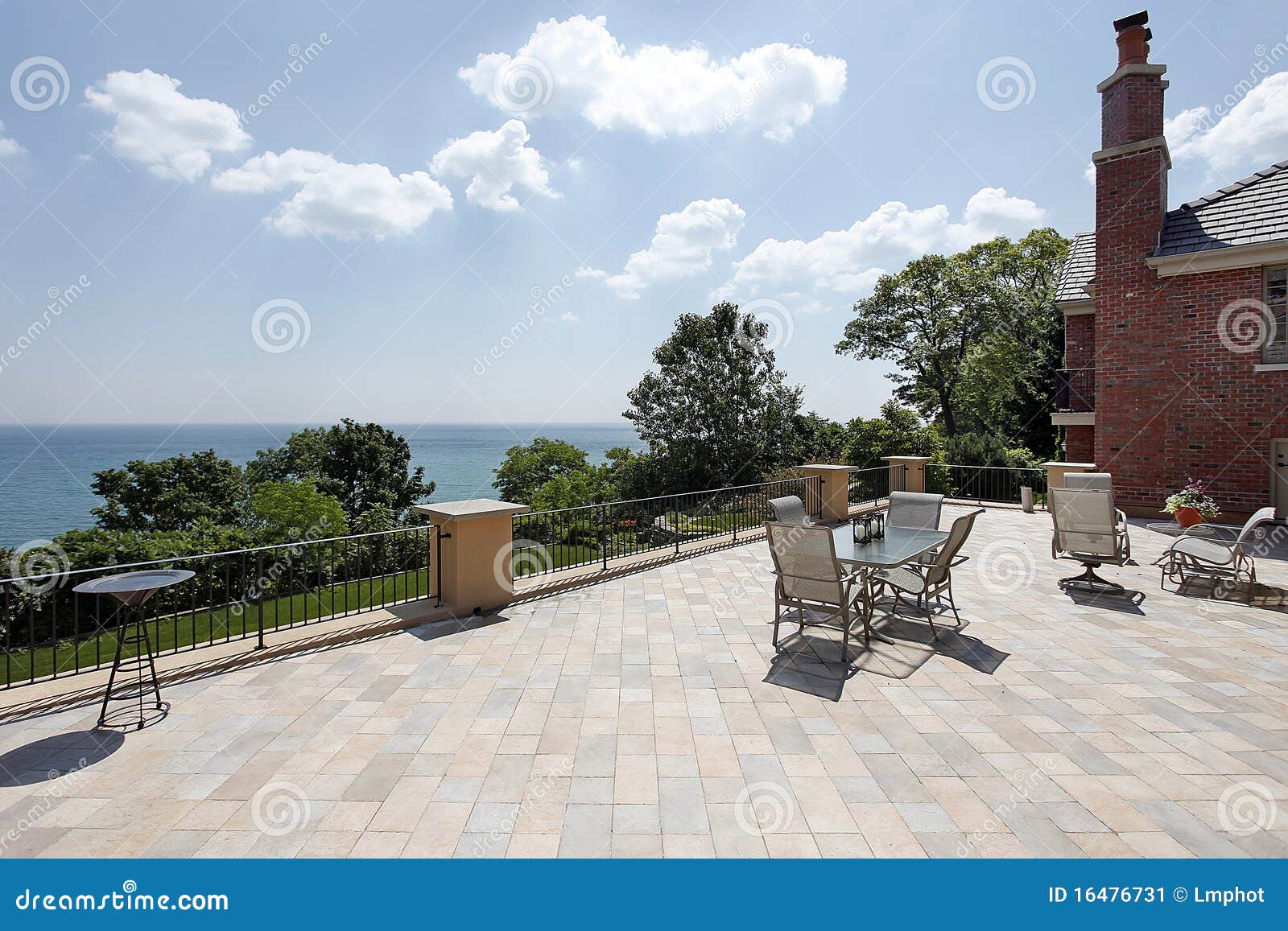 Large Patio Overlooking Lake Stock Image - Image of residence, relax ...