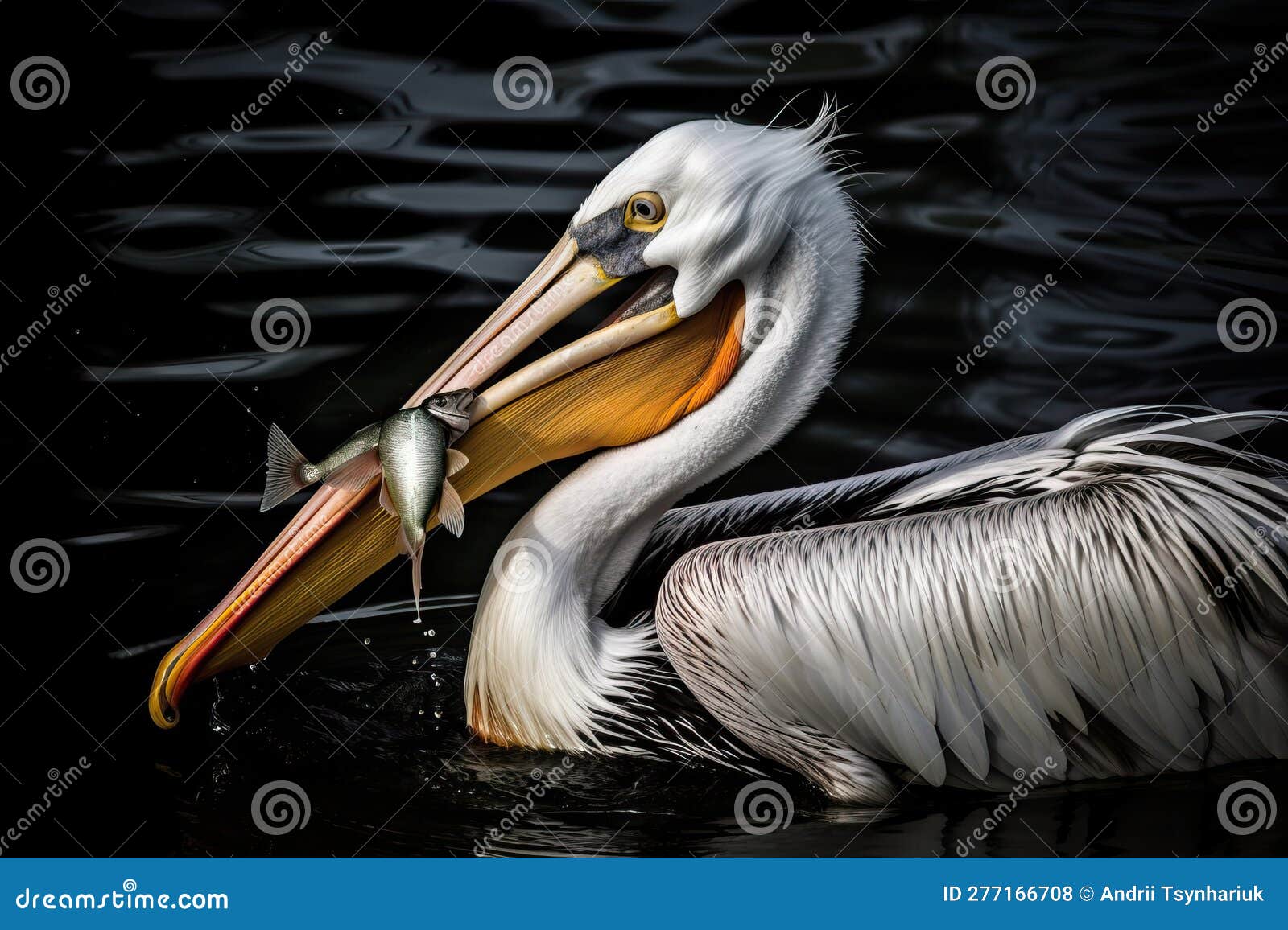 The Pelican Sits On An Island And Dreams Of Eating Fish. Vector ...