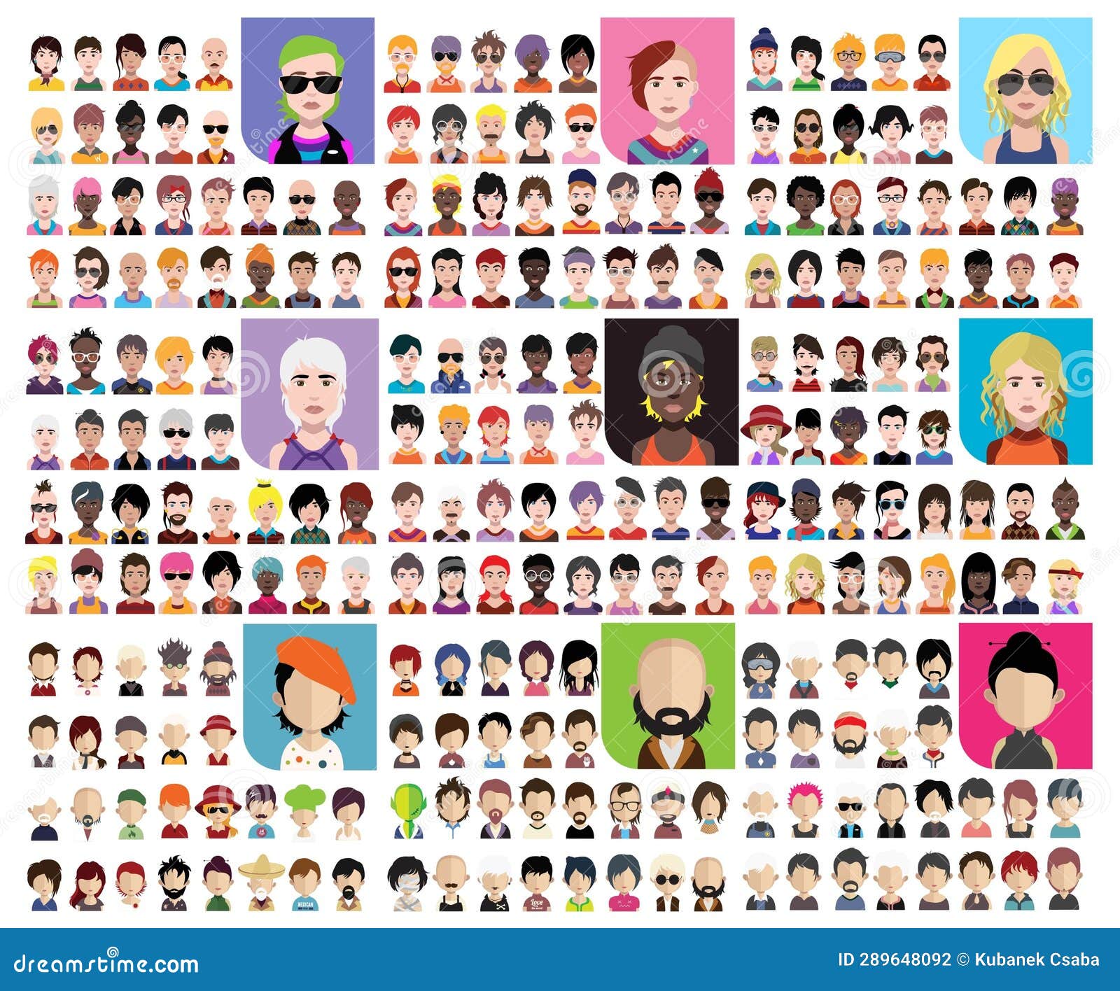 Collection of 150 Diverse Avatars - Set 1 Stock Illustration ...