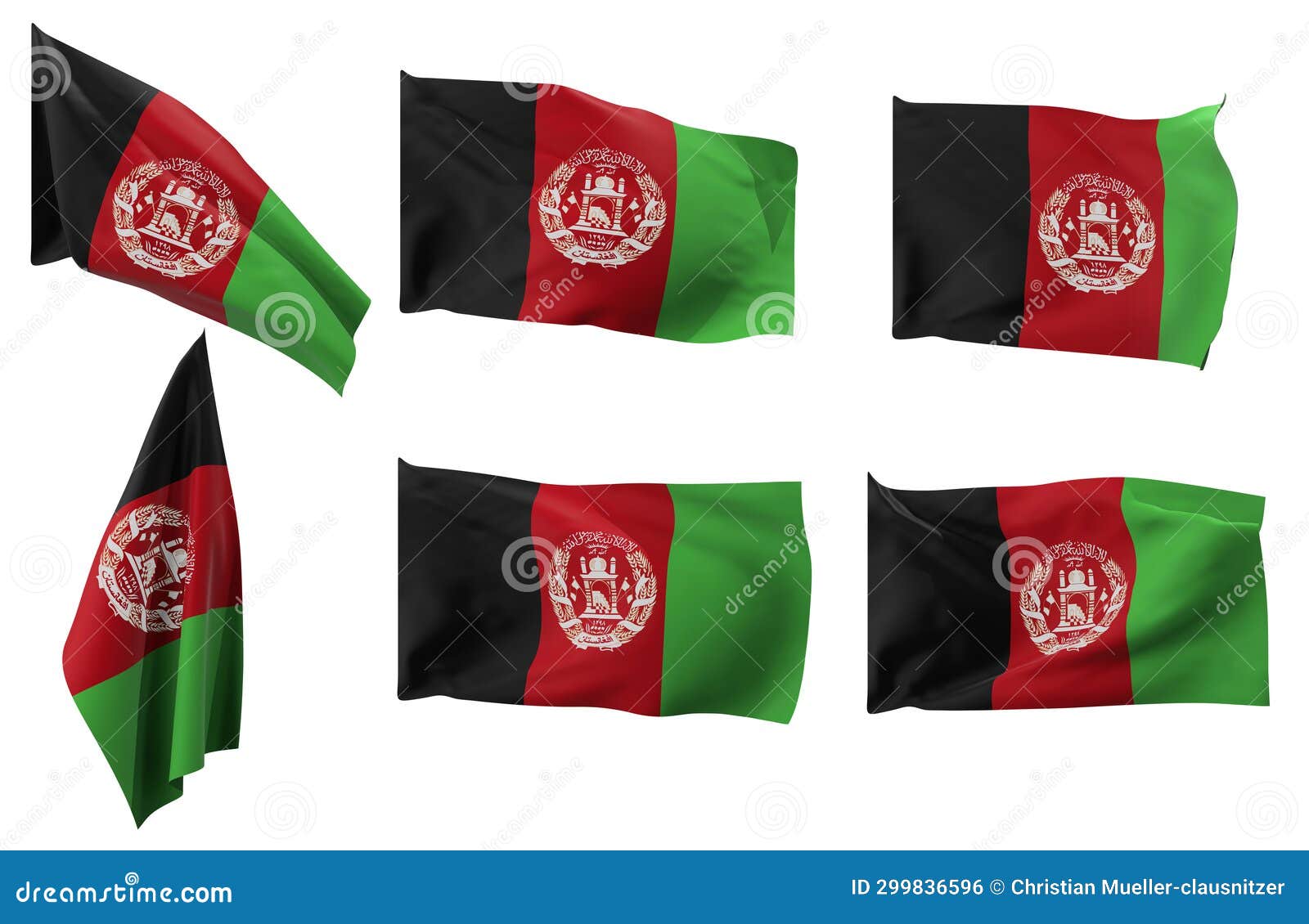 Six Different Flag Position of Afghanistan. Stock Illustration ...
