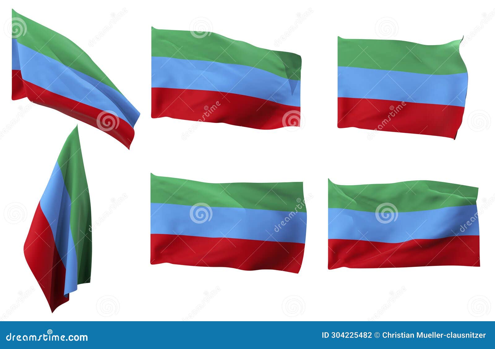 Six Different Positions of the Flag of Dagestan Stock Illustration ...