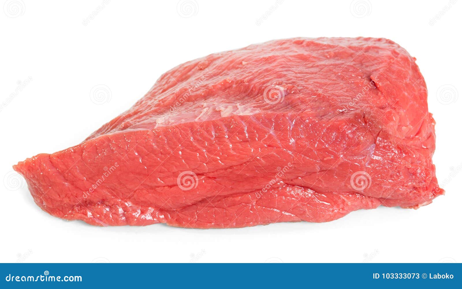 A Large Piece of Raw Beef is Isolated on White. Stock Image - Image of ...
