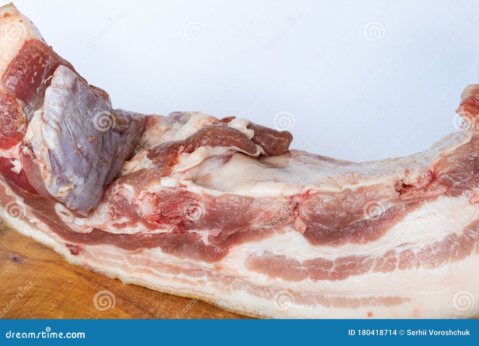 A Large Piece of Raw Pork Fat Germinated with Meat Stock Photo - Image ...