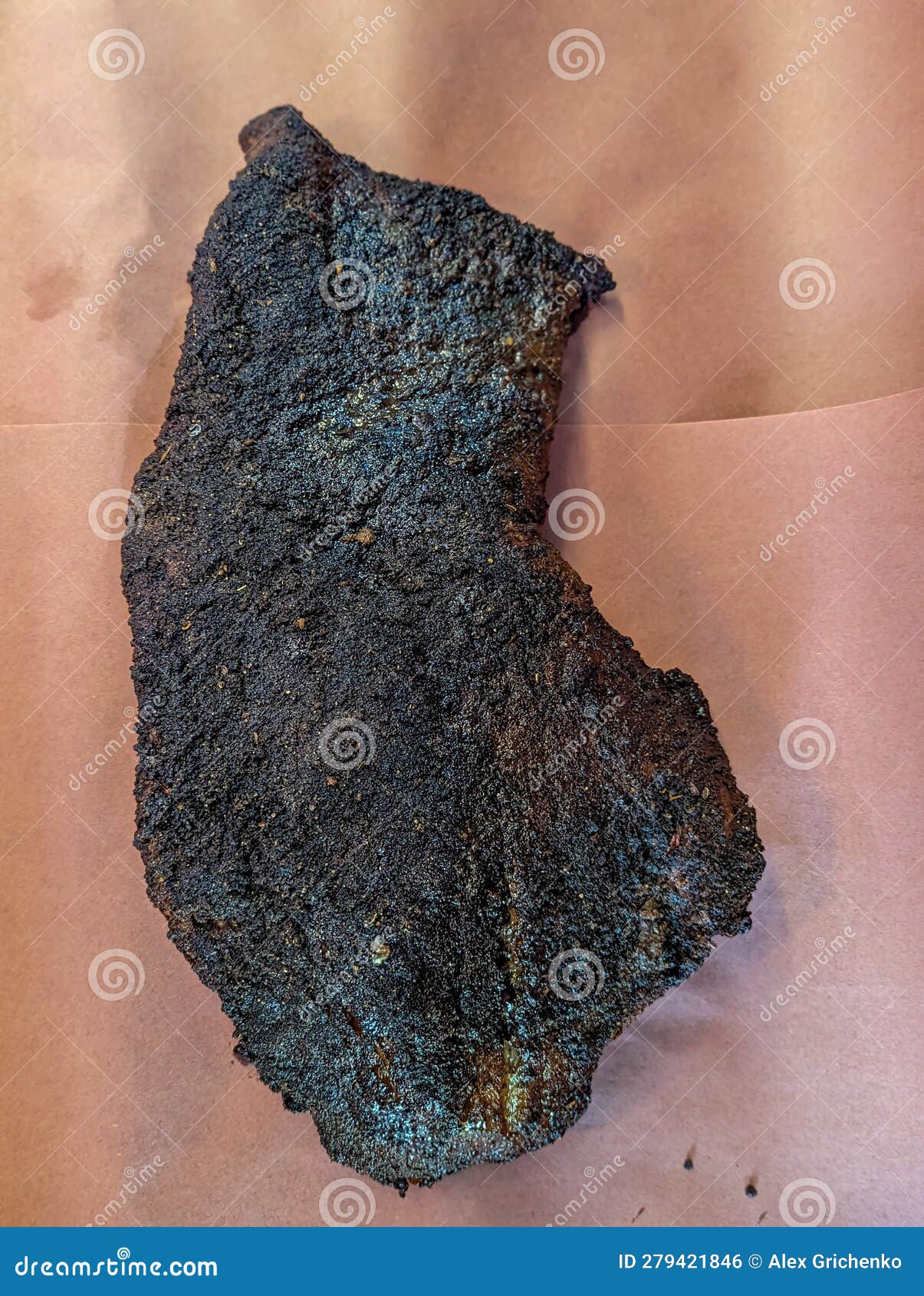 A Large Piece of Smoked Beef Brisket on the Ribs with a Dark Crust ...