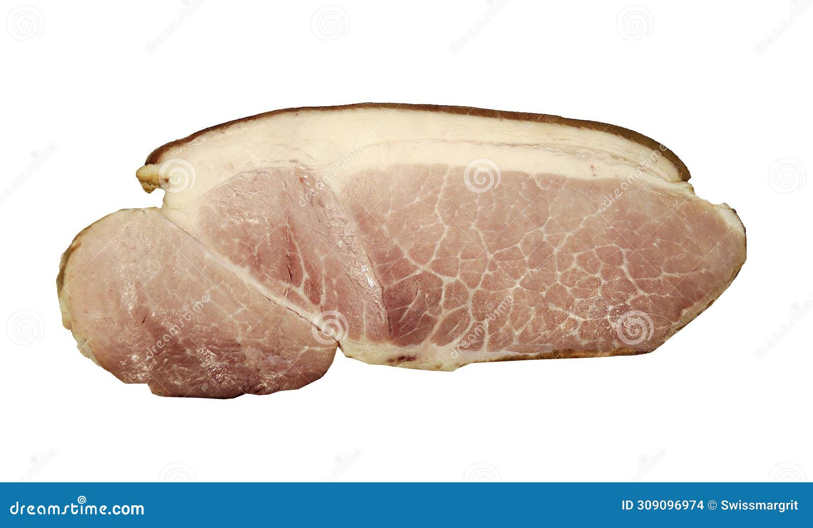 Large Piece of Smoked Ham on a White Background Stock Photo - Image of ...