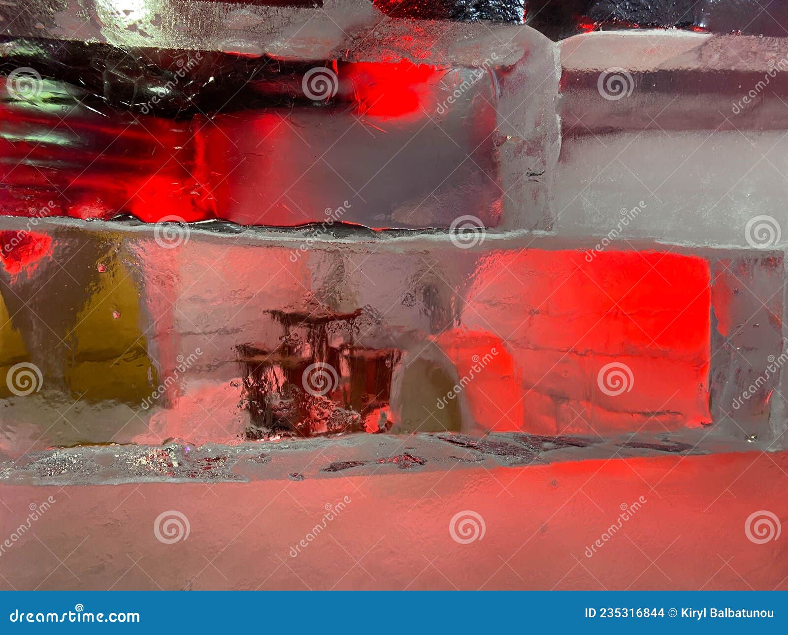 Large Pieces of Ice Made in the Form of a Brick Wall, Transparent ...