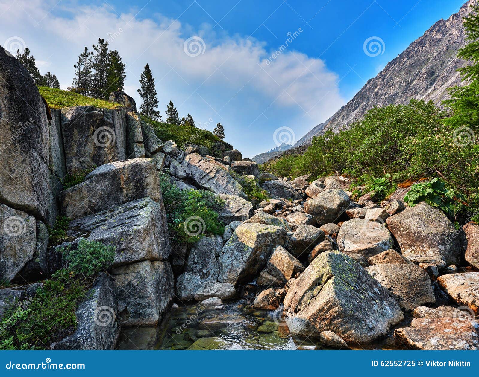 Large Pieces of Rock in a Mountain Stream Stock Image - Image of ...