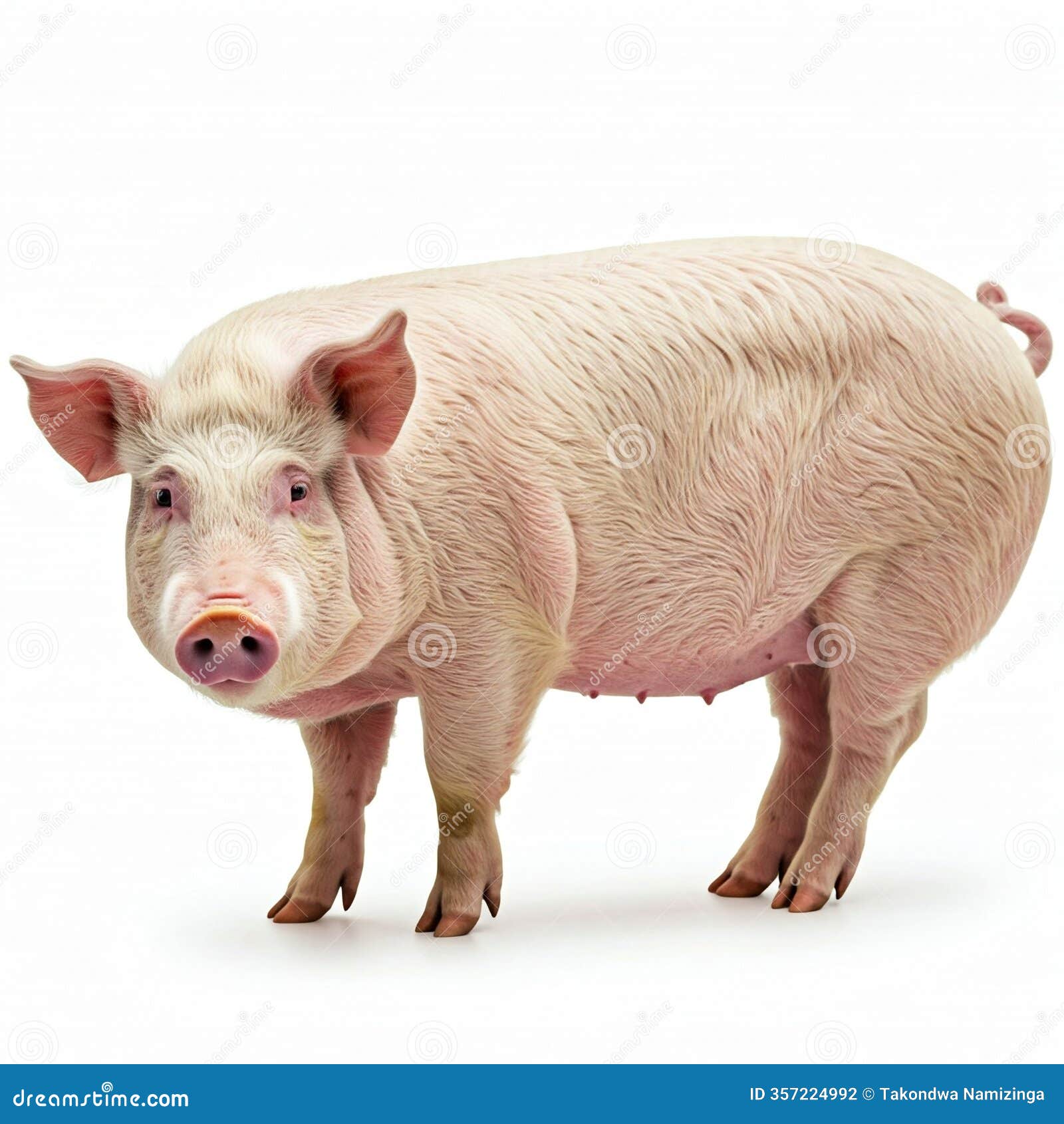 A Large Pig Isolated on a White Background Stock Photo - Image of ...