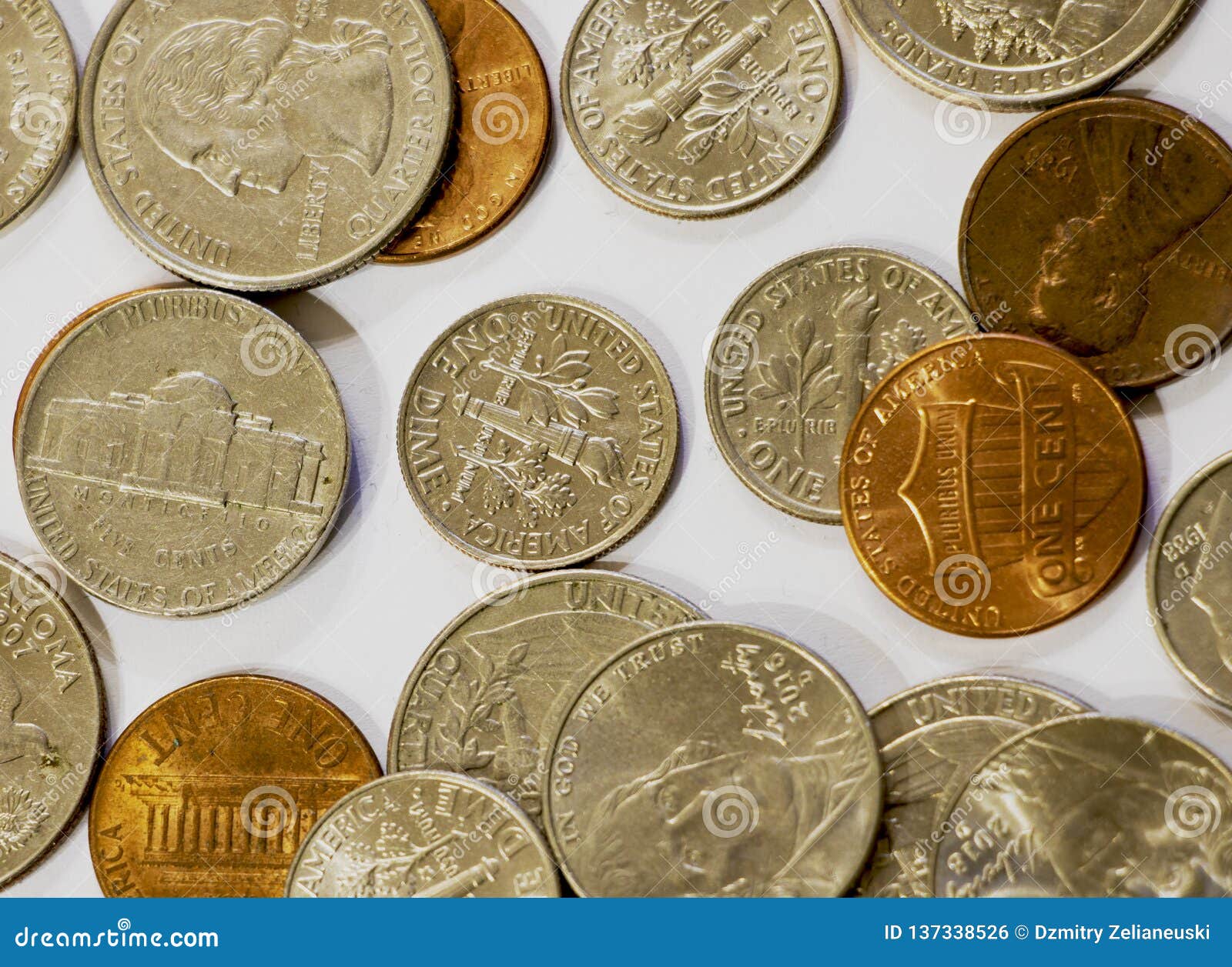 A Large Pile of American Coins. Currency Stock Photo - Image of banking ...