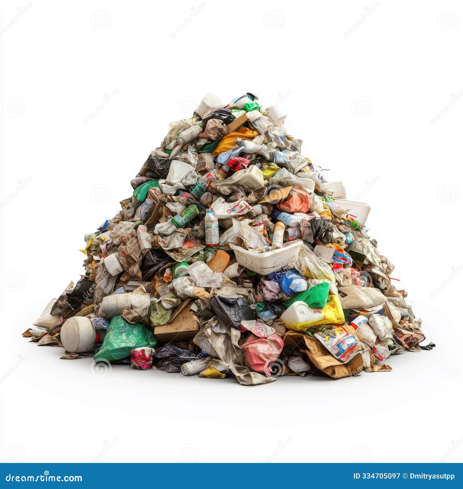 Large Pile of Assorted Trash and Recycling on White Background Concept ...