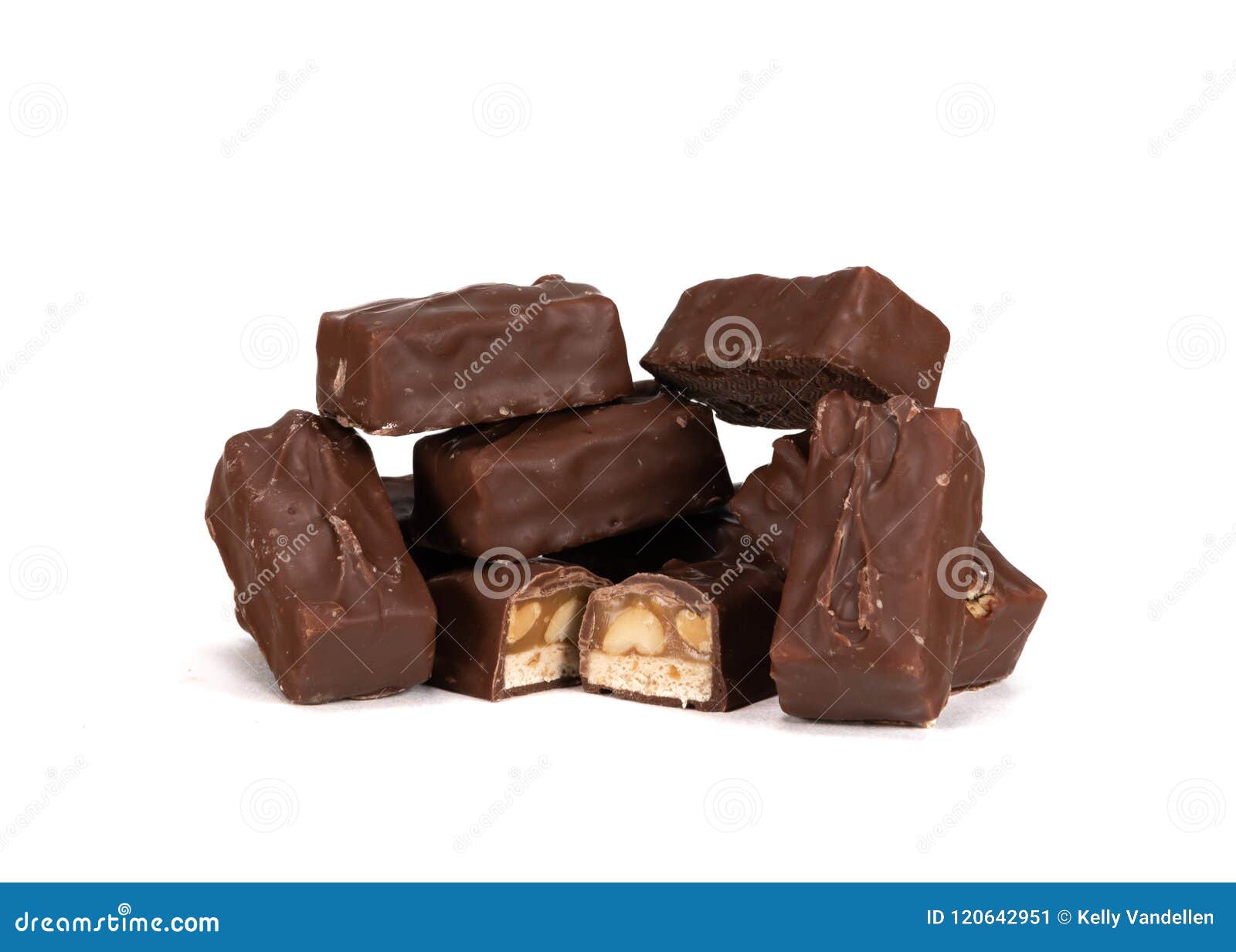 Large Pile of Bite Sized Candy Bars on White Stock Image - Image of ...