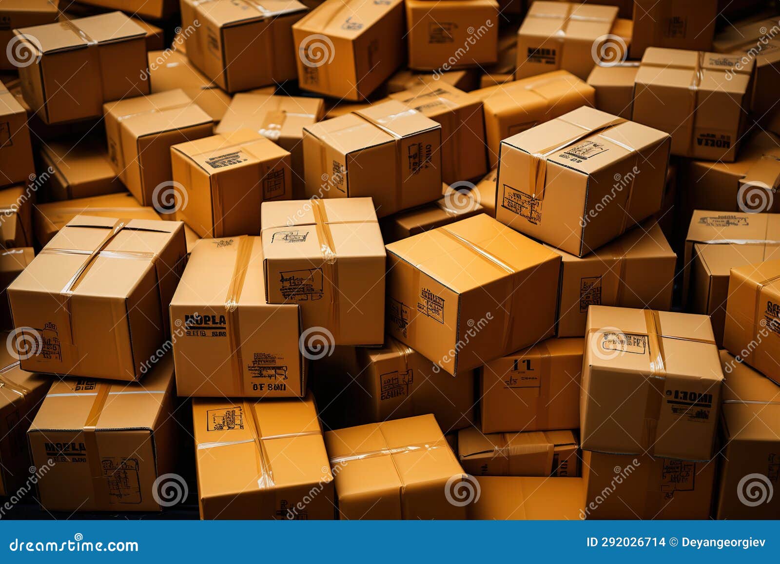 A Large Pile of Boxes Stacked on Top of Each Other Stock Illustration ...