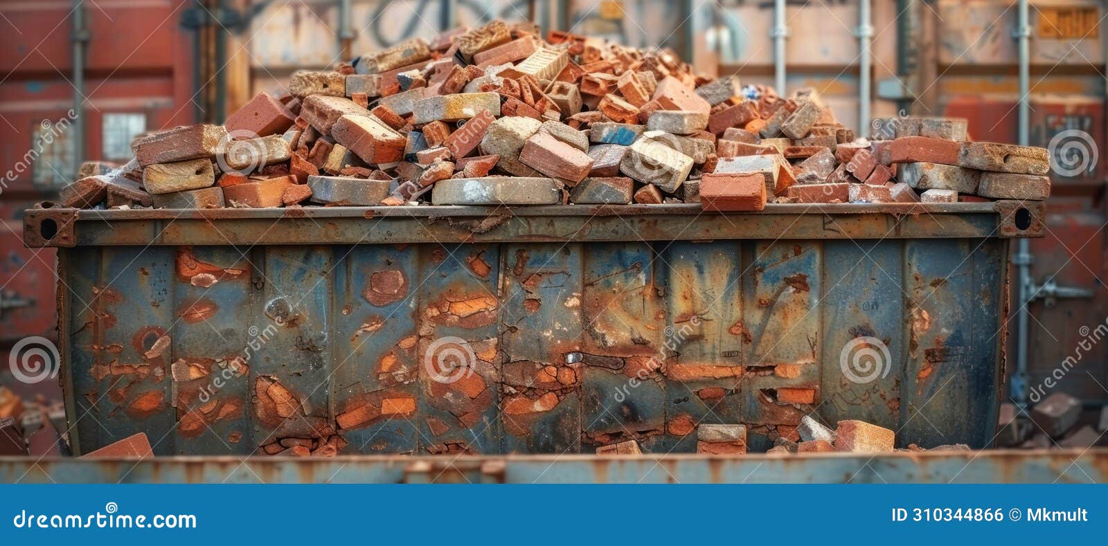 Large Pile of Bricks in Dumpster Stock Photo - Image of environment ...