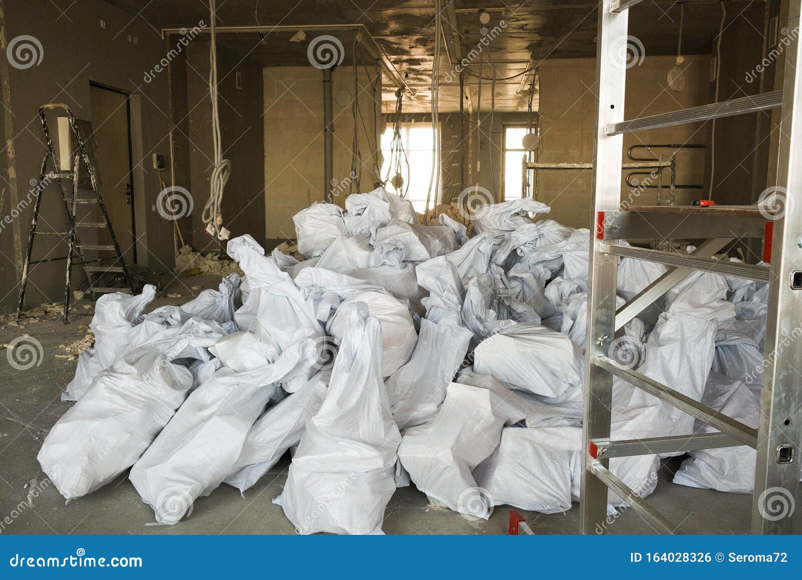 Large Pile of Construction Debris from Foam Blocks at the Construction ...
