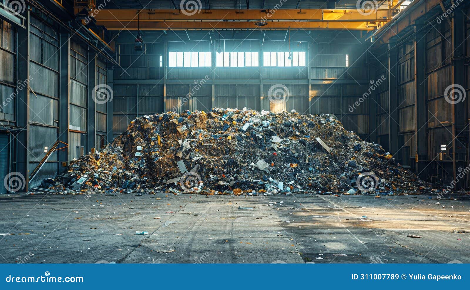 Large Pile of Garbage in a Warehouse Stock Image - Image of refuse ...