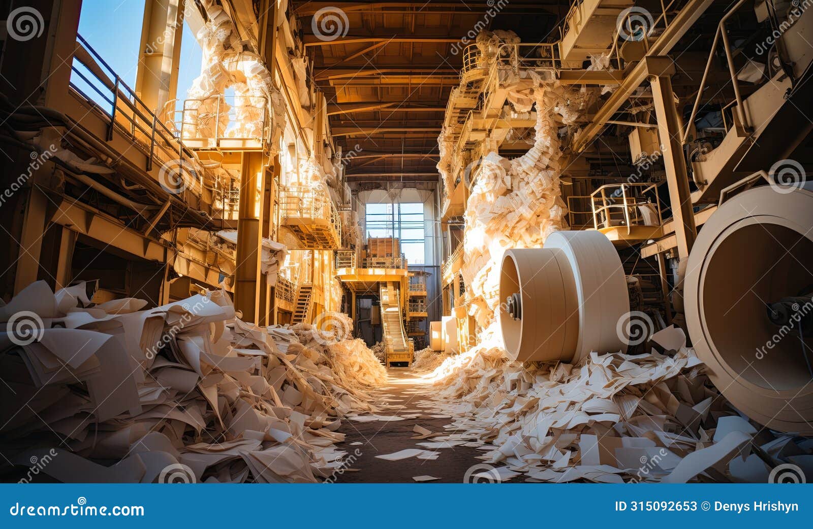 Large Pile of Paper Inside Building Stock Image - Image of sheets ...
