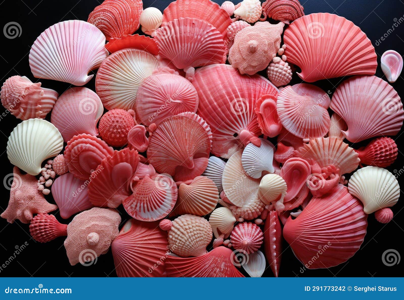 A Large Pile of Pink and White Shells, AI Stock Photo - Image of ...