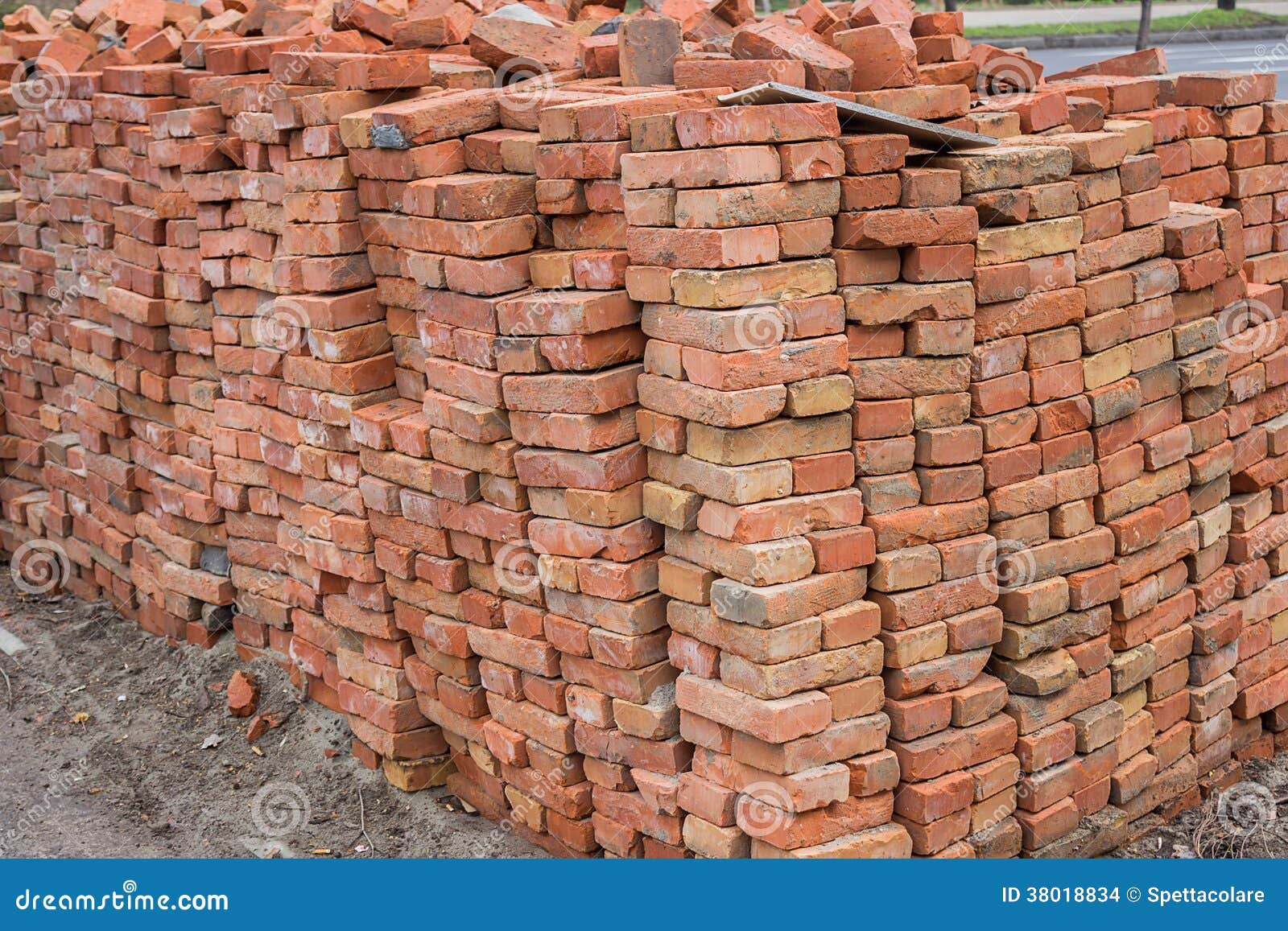 Large pile of red bricks stock photo. Image of damaged - 38018834