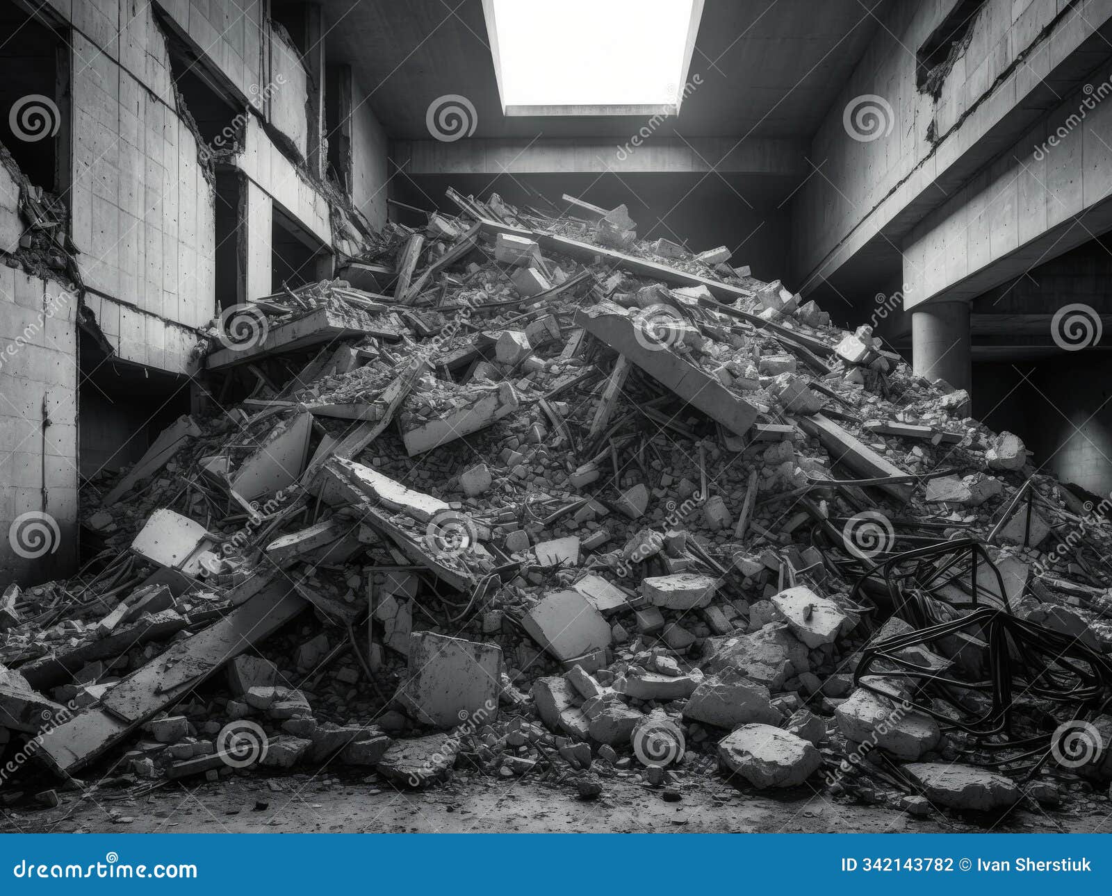 A Large Pile of Rubble in a Damaged Building. Stock Photo - Image of ...