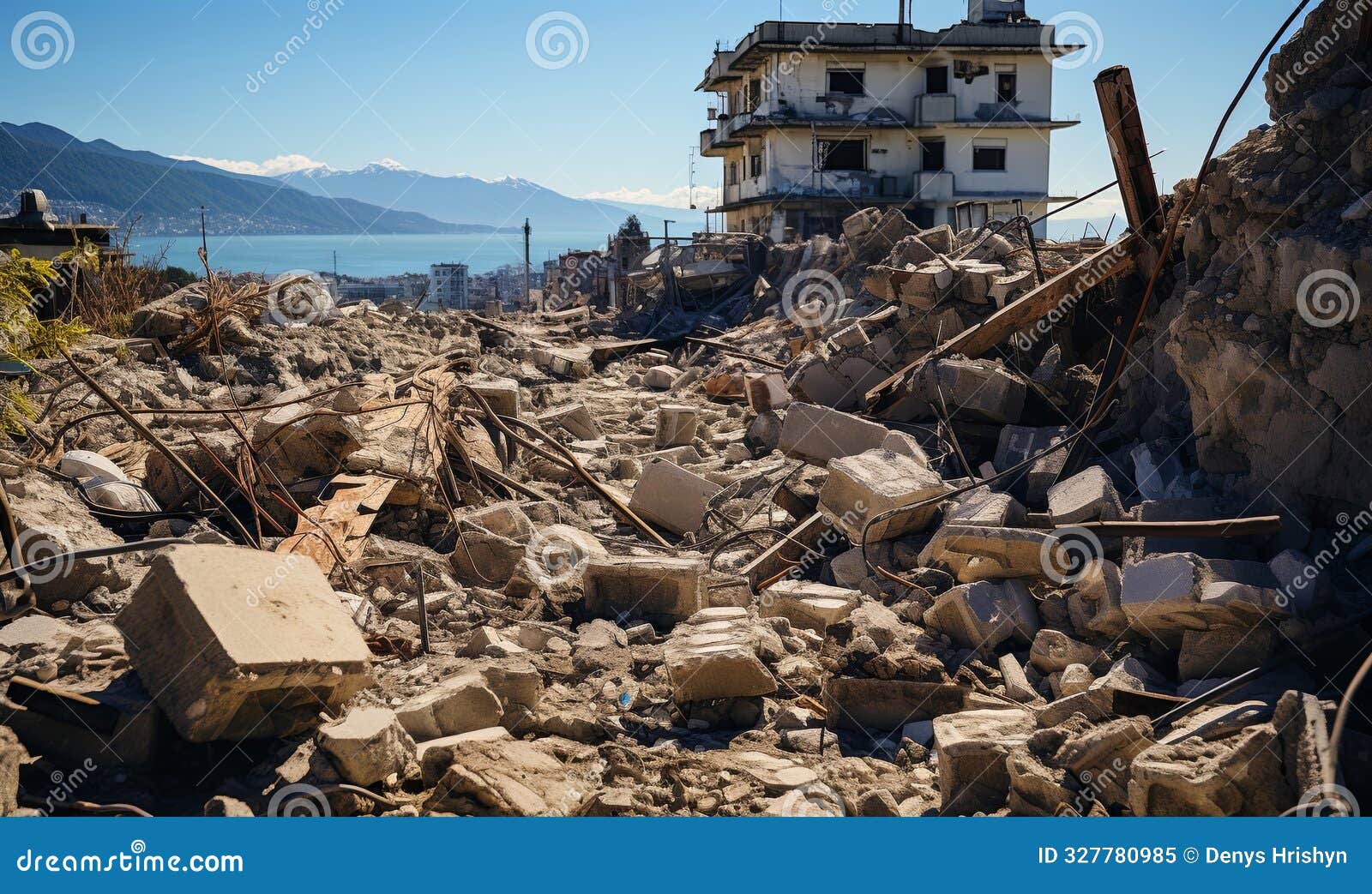 Large Pile of Rubble Next To Building Stock Image - Image of stones ...