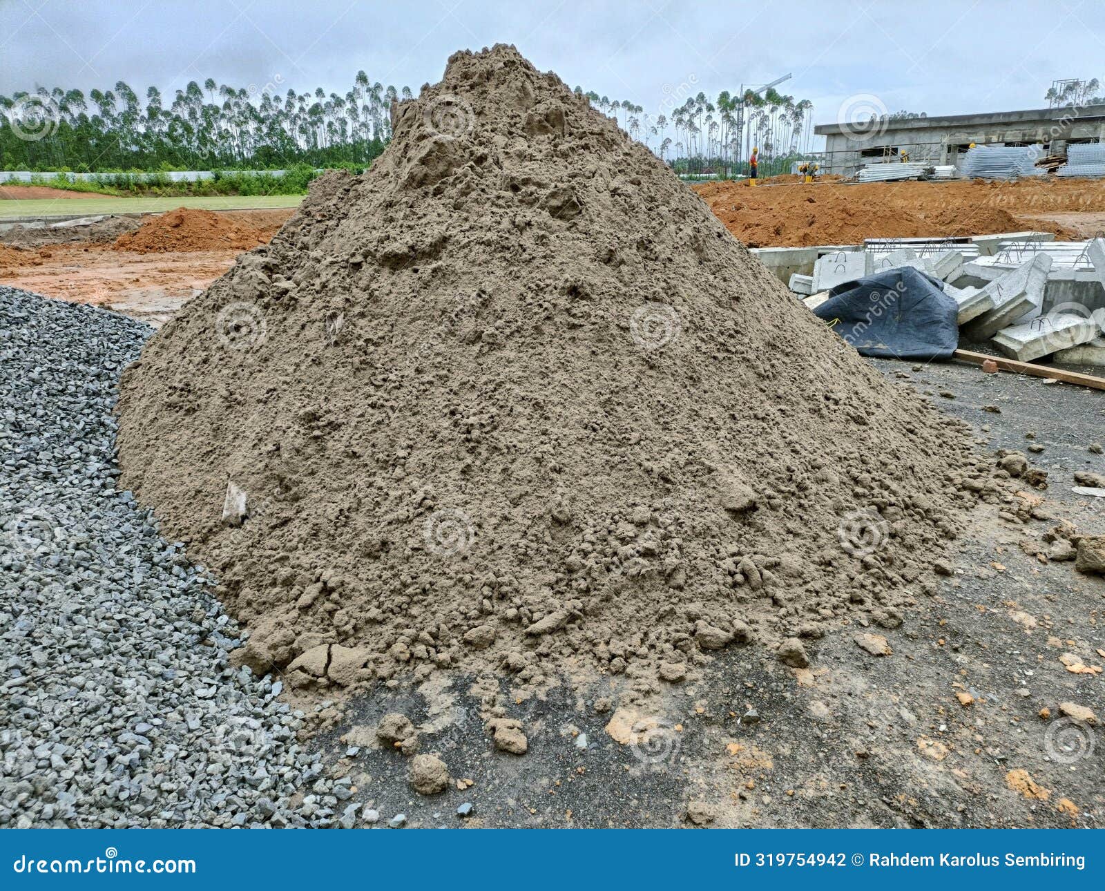 Large Pile of Sand at a Construction Site Stock Photo - Image of rock ...