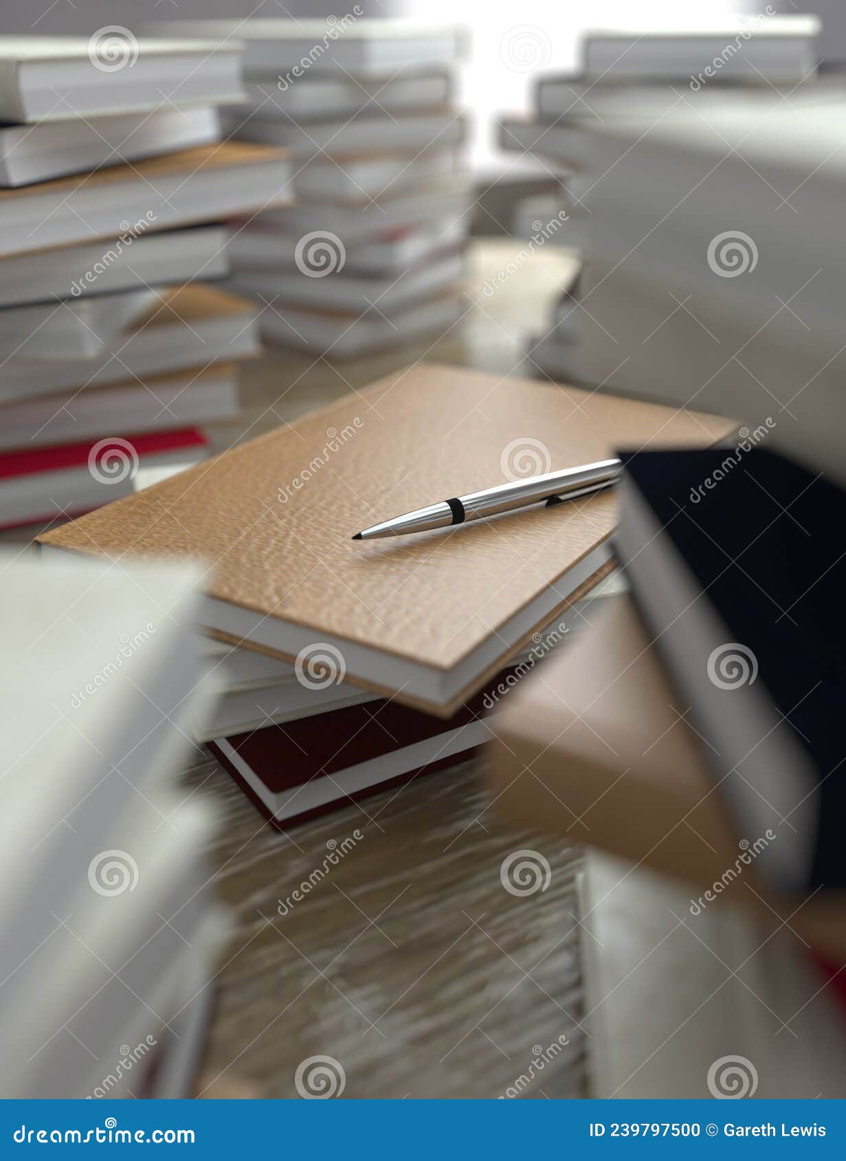 Large Piles of Study Books 3d Render Stock Illustration - Illustration ...