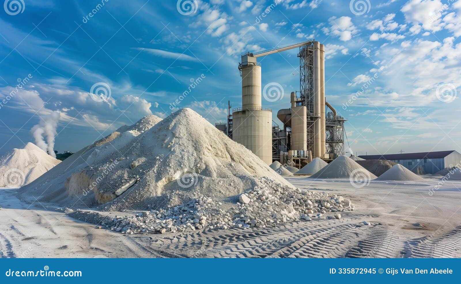 Large Piles of Raw Limestone at Cement Plant Industrial Mining Site ...